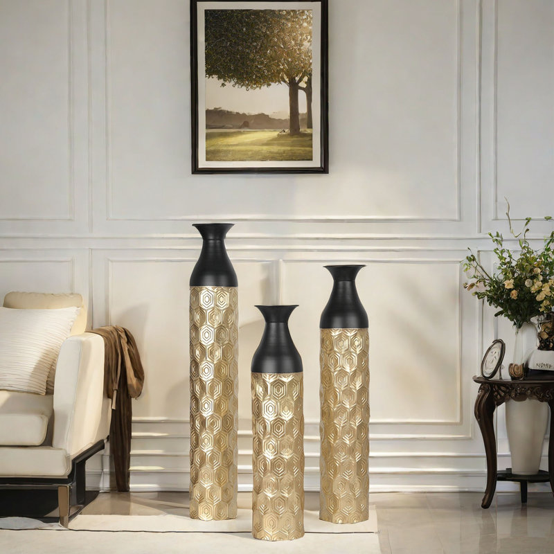 Dakota Fields Black And Gold Tortoise Shell Texture Metal Large Flower ...