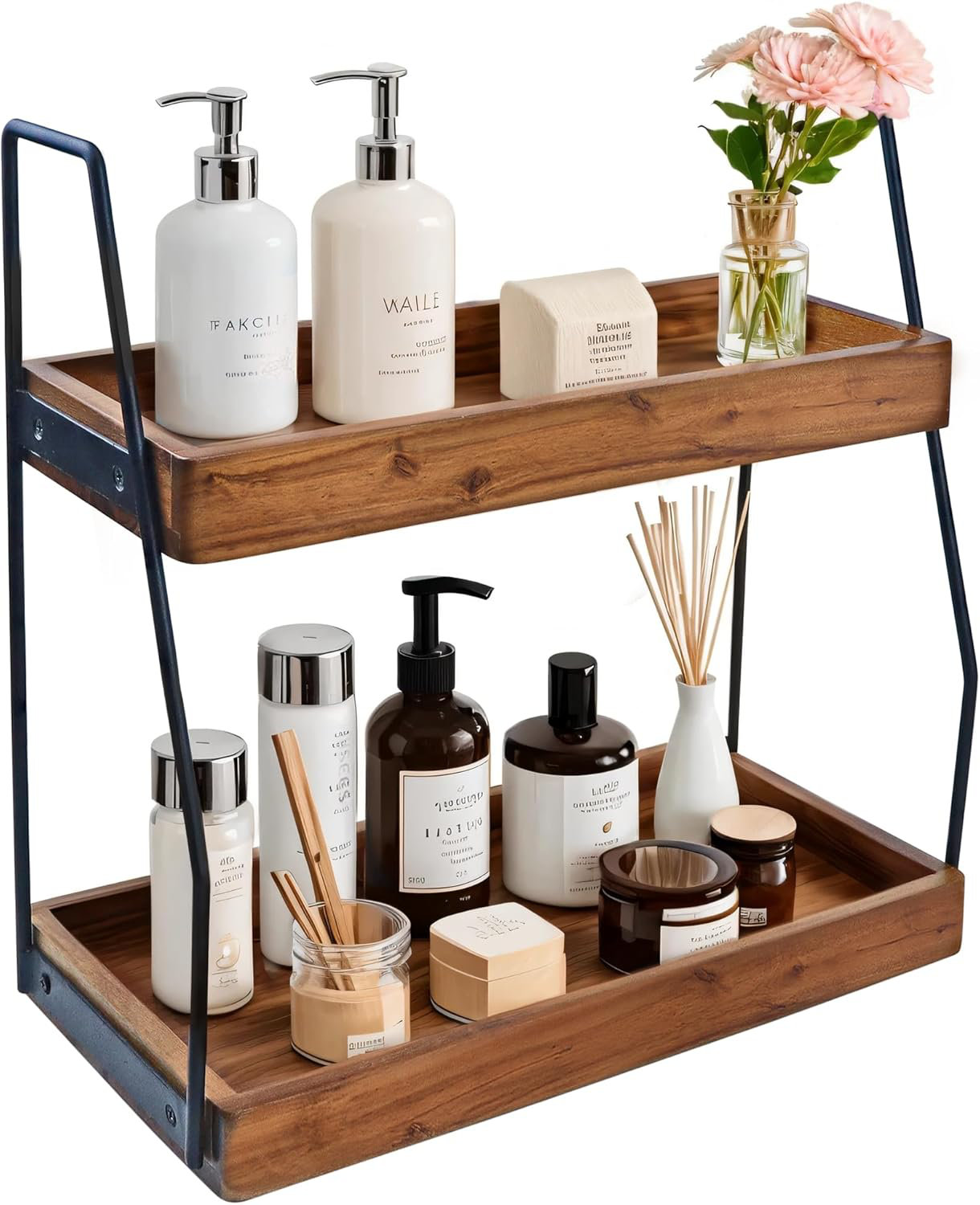 17 Stories Acacia Bathroom Organizer Countertop 13.6 X 14 X 6.7 Inches ...