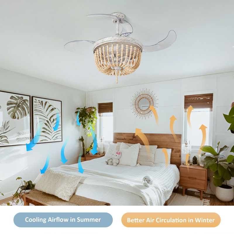 Dakota Fields Callandra 48 inch Farmhouse Boho Retractable Ceiling Fan ...