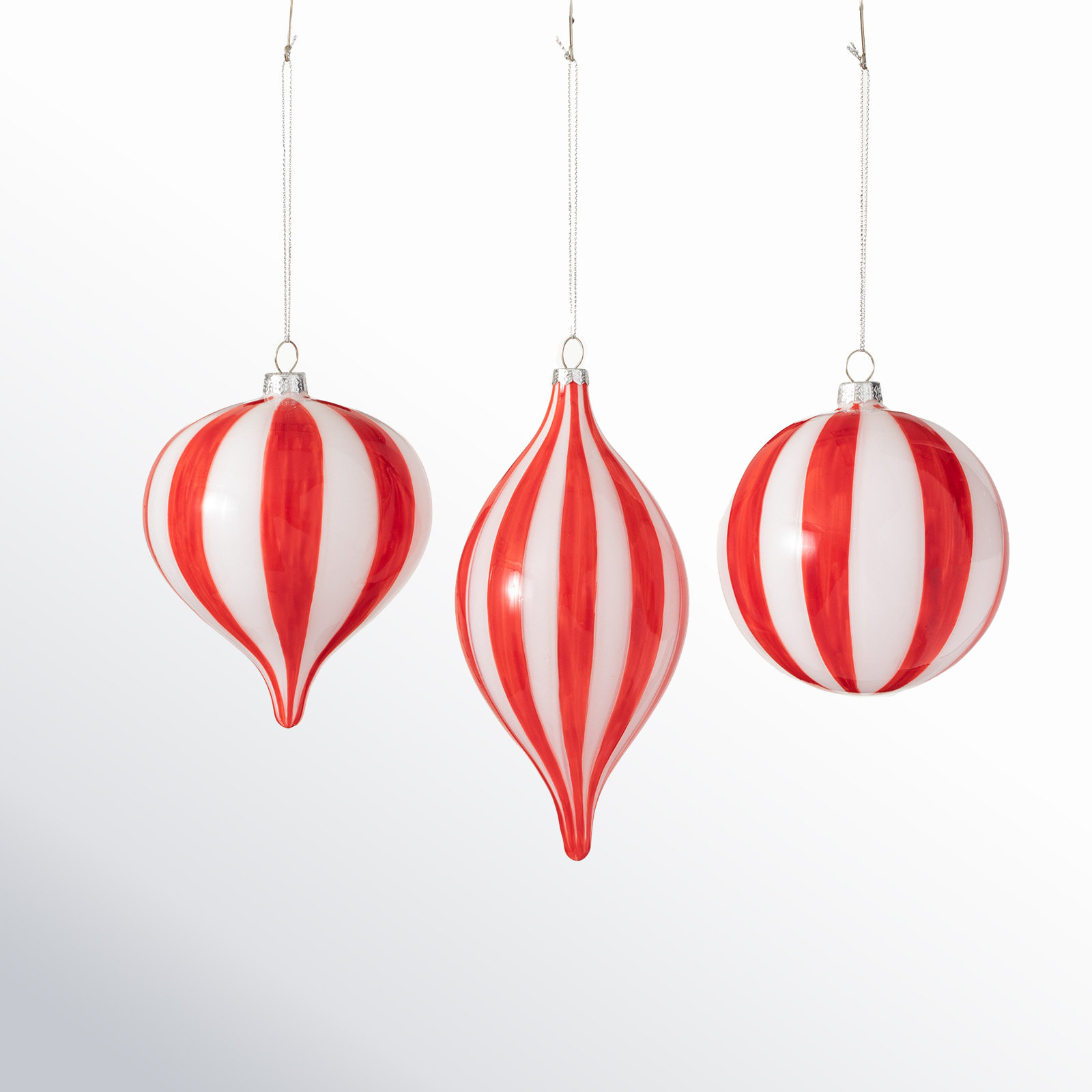 The Holiday Aisle® 3 Piece Candy Cane Striped Finial Ornament Set ...