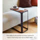 Small Metal And Wood Bedside Compact Side Table - Narrow C Shaped Slim ...