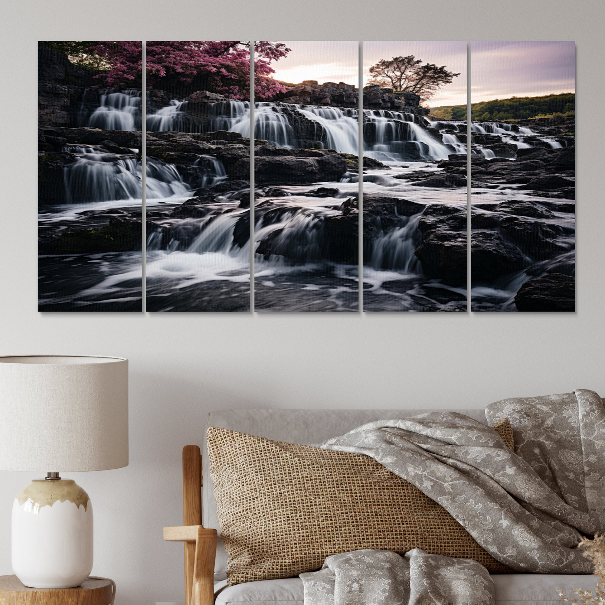 Loon Peak Pink Grey Waterfall Timeless Flow - Landscapes Metal Wall ...