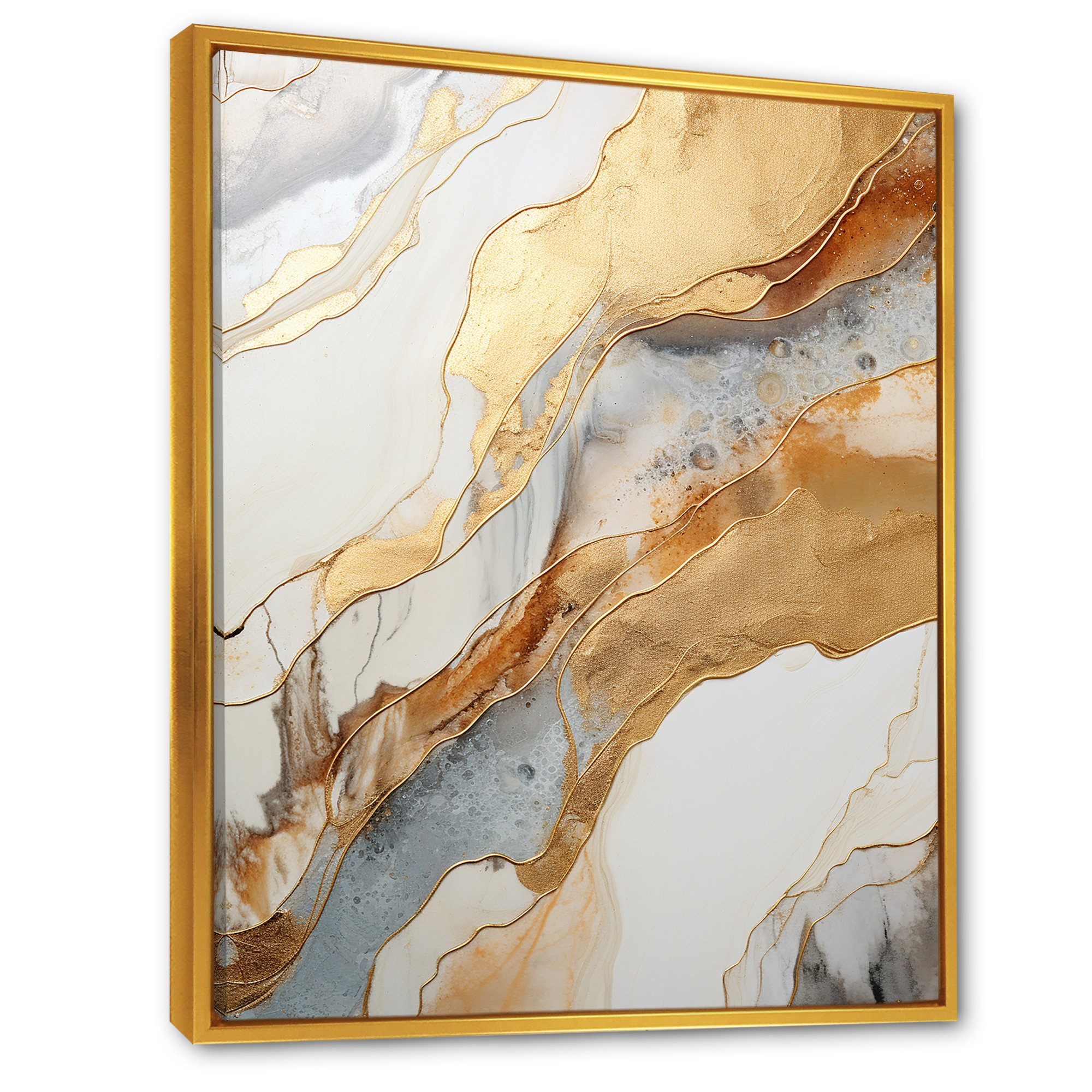 Wrought Studio™ Minimalism Beige And Gold Wave Horizon IV - Abstract ...