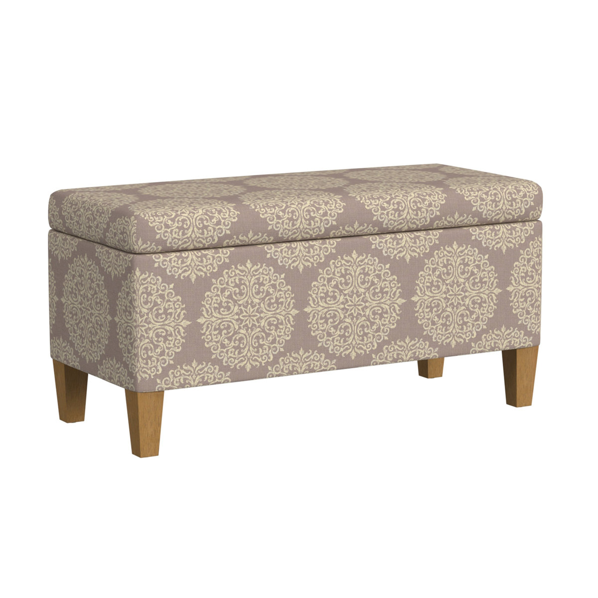 Benjara Ben Storage Bench Ottoman, Light Brown Medallion Design, 36 ...
