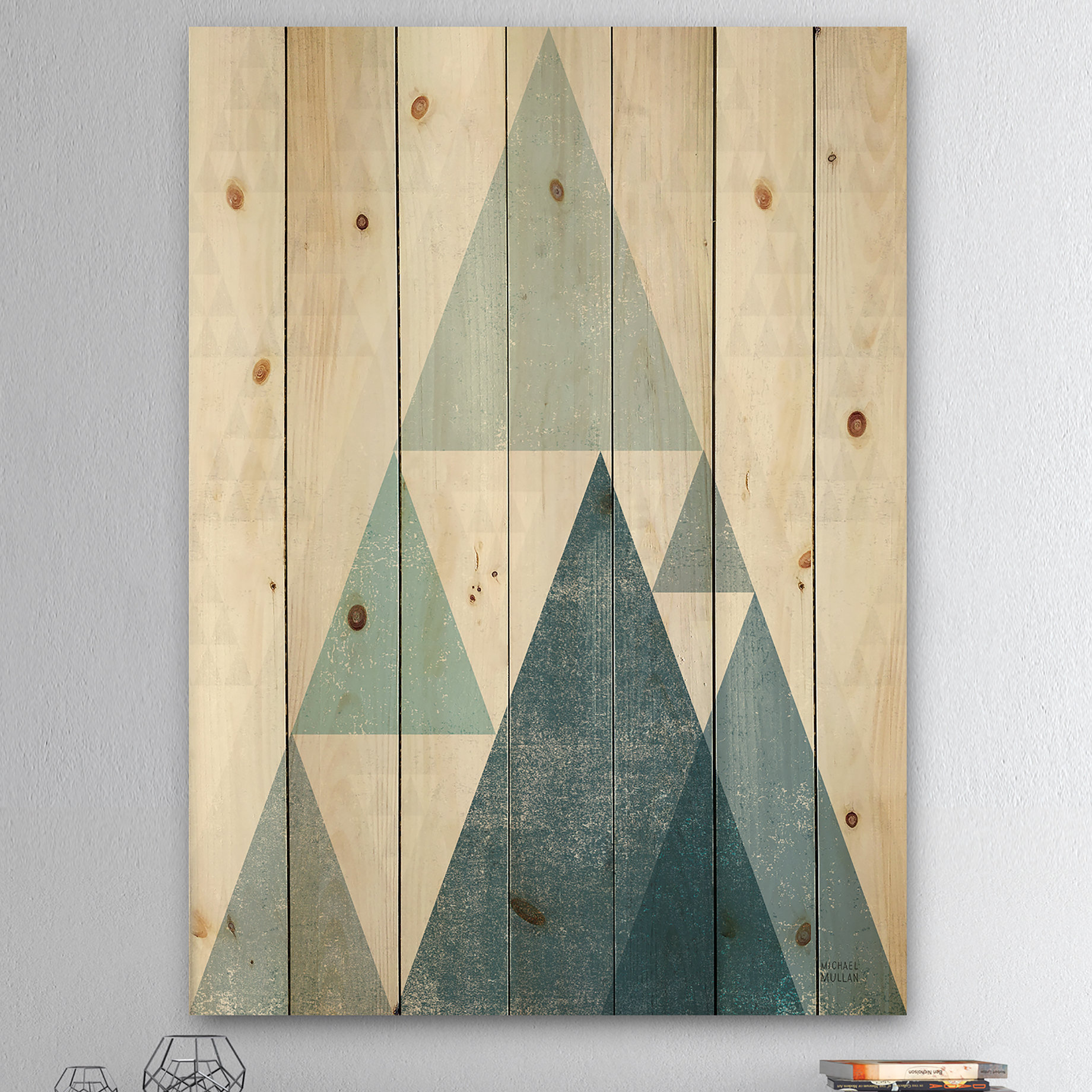 East Urban Home Minimal Triangles III Blue - Mid-Century Modern Print ...