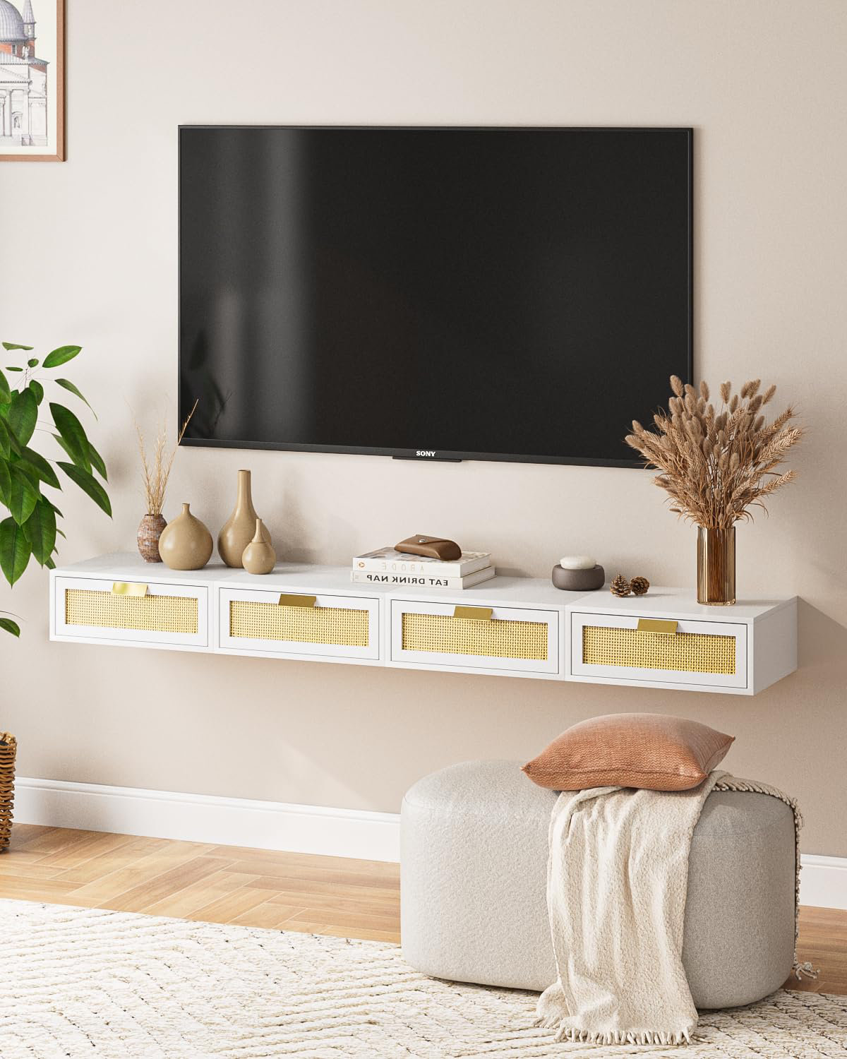 Bay Isle Home™ Small Modern Floating Bedside Table With Drawers And ...