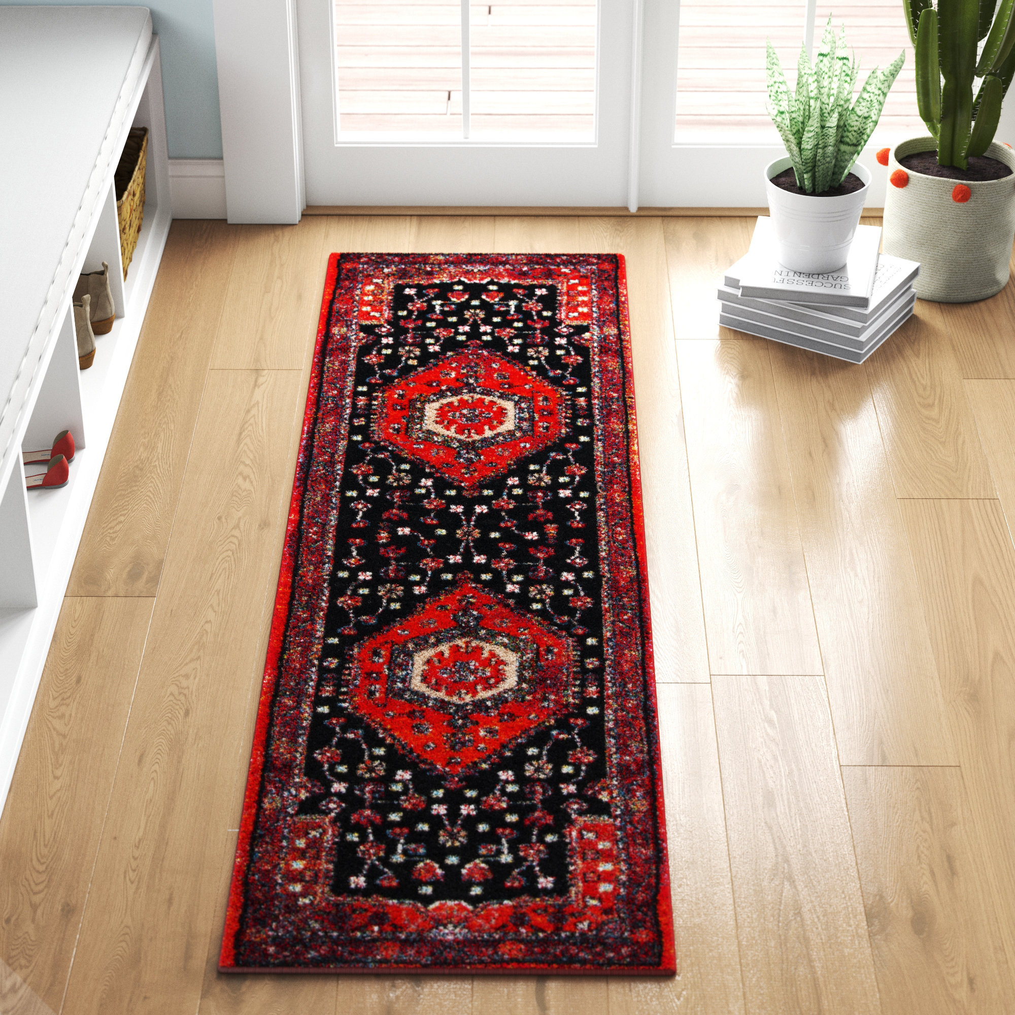 Mistana™ Chavis Oriental Red/Black Area Rug | Wayfair
