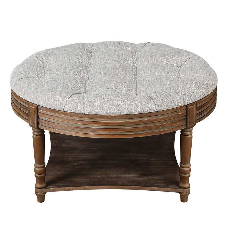Red Barrel Studio® Large Round WaterProof Ottoman Coffee Table 2 Tier ...