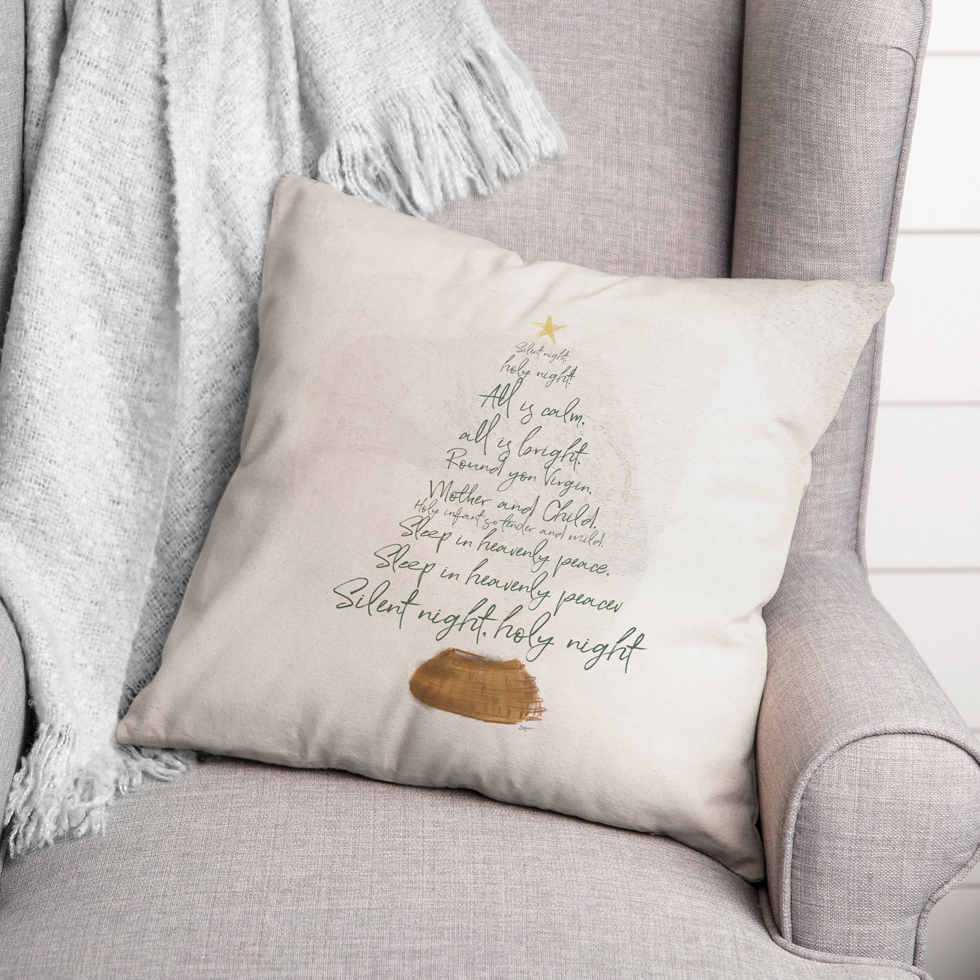 Designs Direct Creative Group Silent Night Tree Outdoor Throw Pillow ...