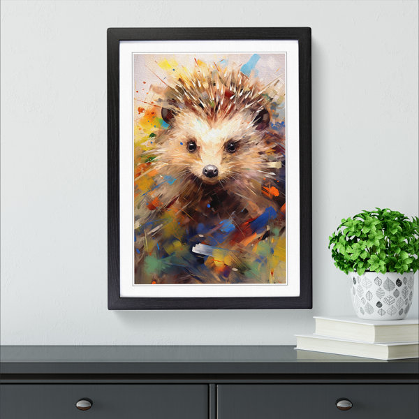 Alpen Home Hedgehog Gestural - Single Picture Frame Print on Wood ...