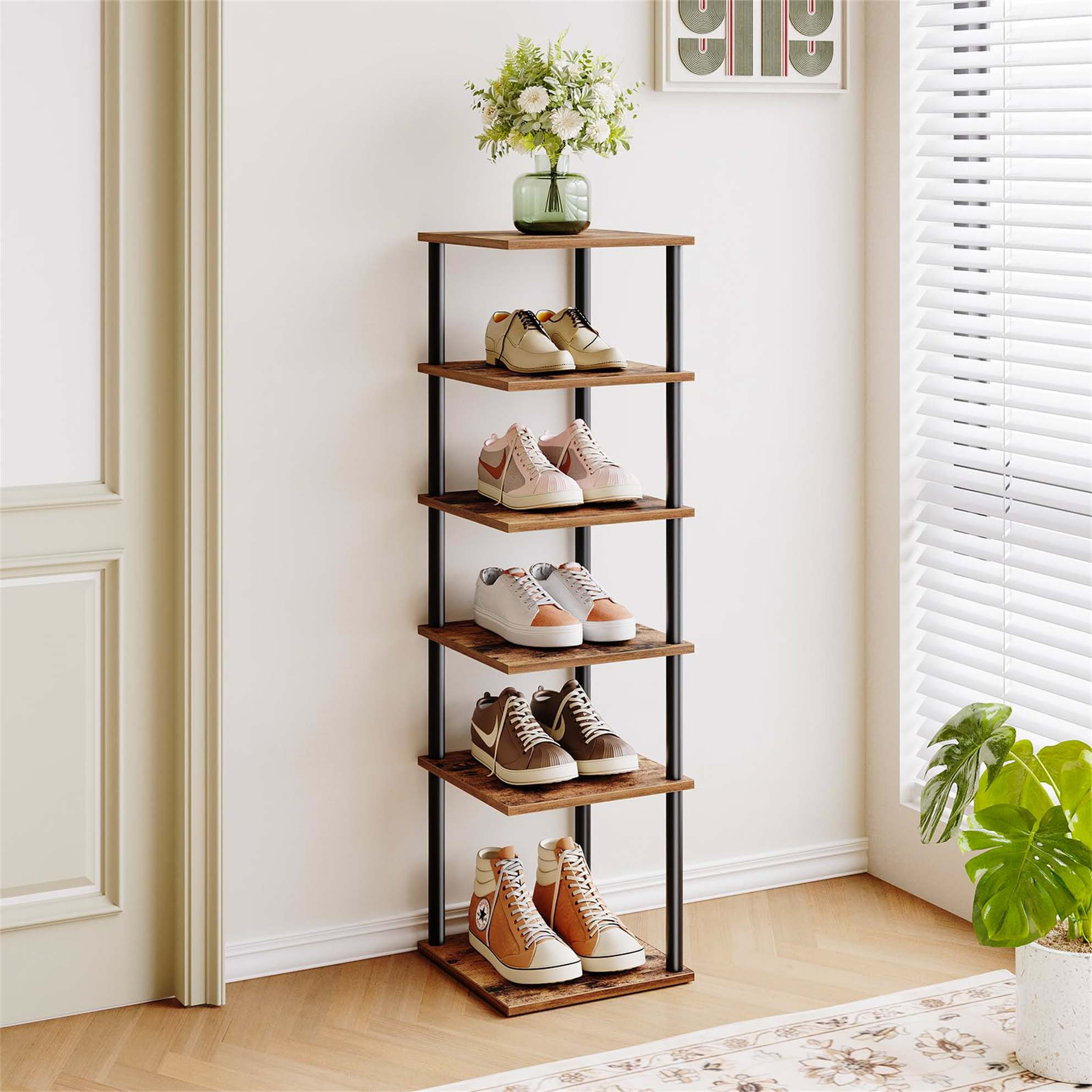 17 Stories 6-Tier Narrow Vertical Shoe Rack For Small Space | Wayfair