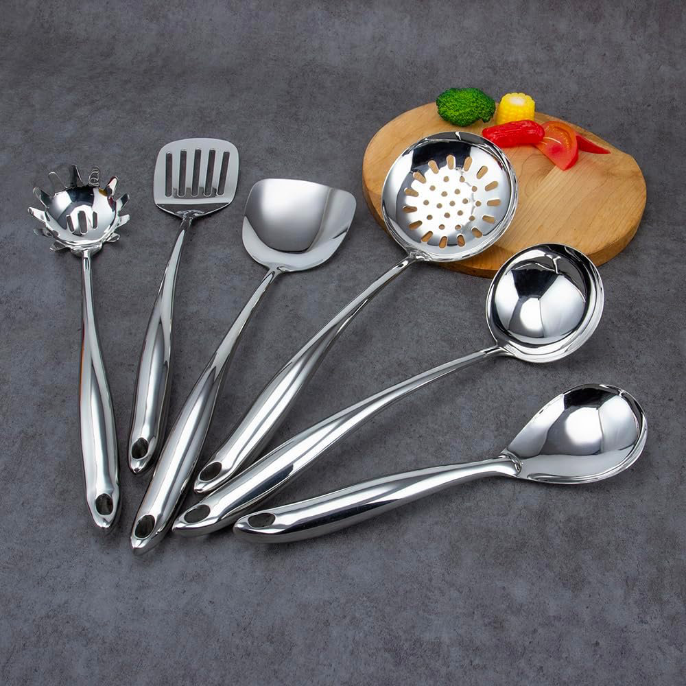 WKING 6-Piece Stainless Steel Kitchen Utensil Set - Mirror Polished ...