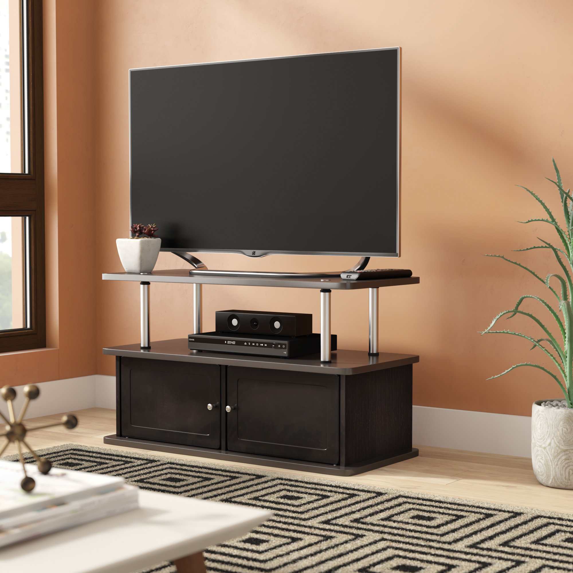 Ebern Designs Edwin Chenda Octagon Glass Top Coffee Table With ...