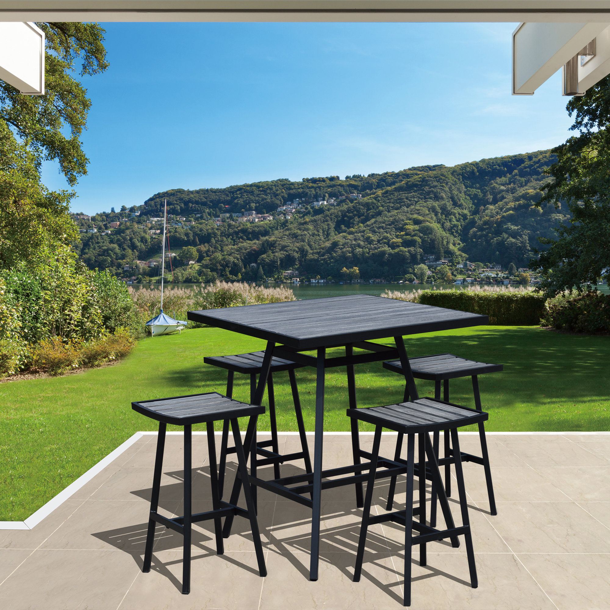 Ebern Designs Hamsini Square 4 - Person 36" Long Bar Height Set ...