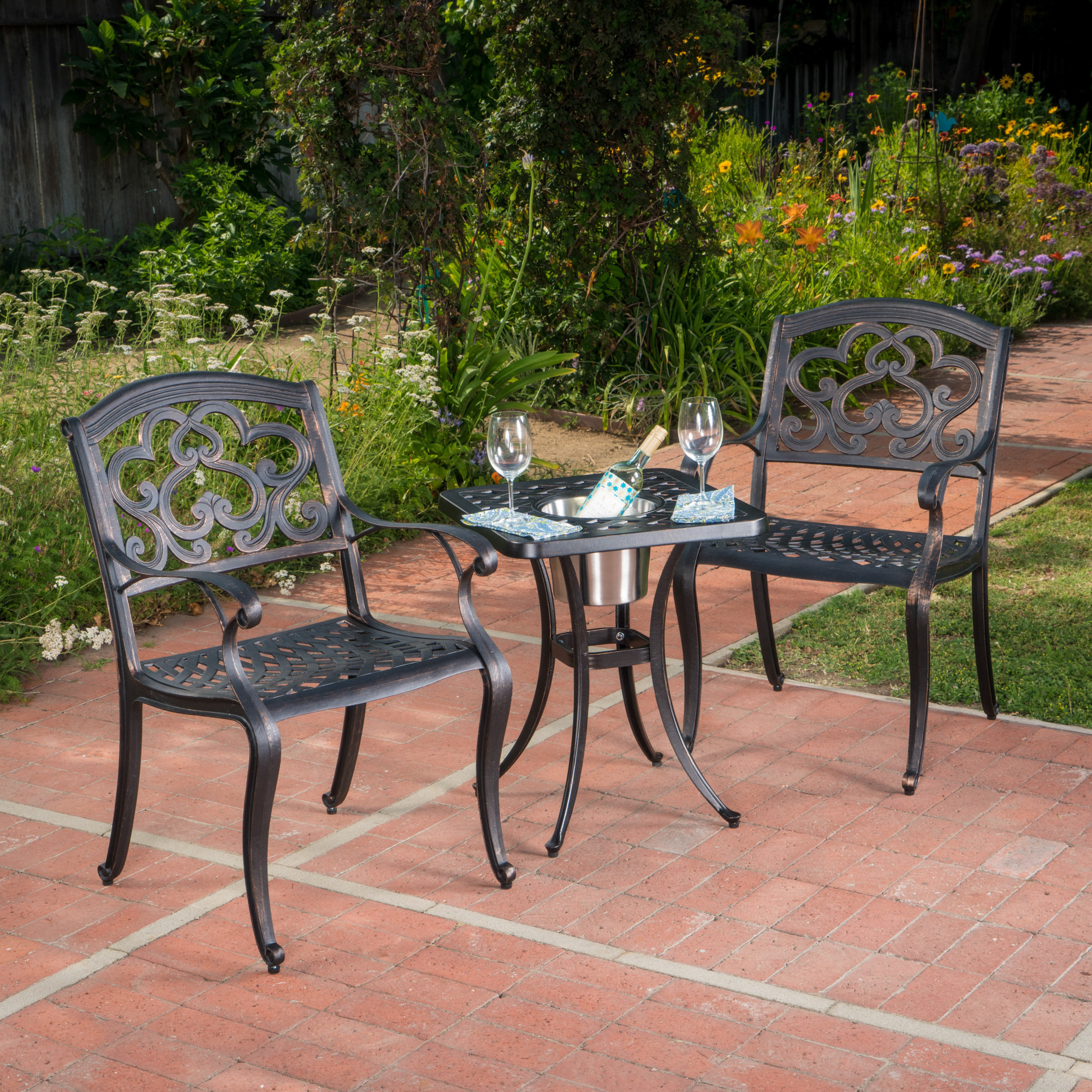 Christopher Knight Home Leonore 3 Piece Bistro Set & Reviews | Wayfair