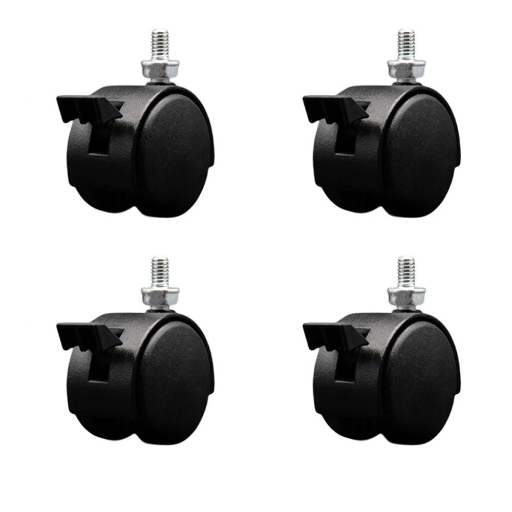 Service Caster 2 Inch Metal Hood Twin Caster Locking Nylon Wheel 5/16 ...
