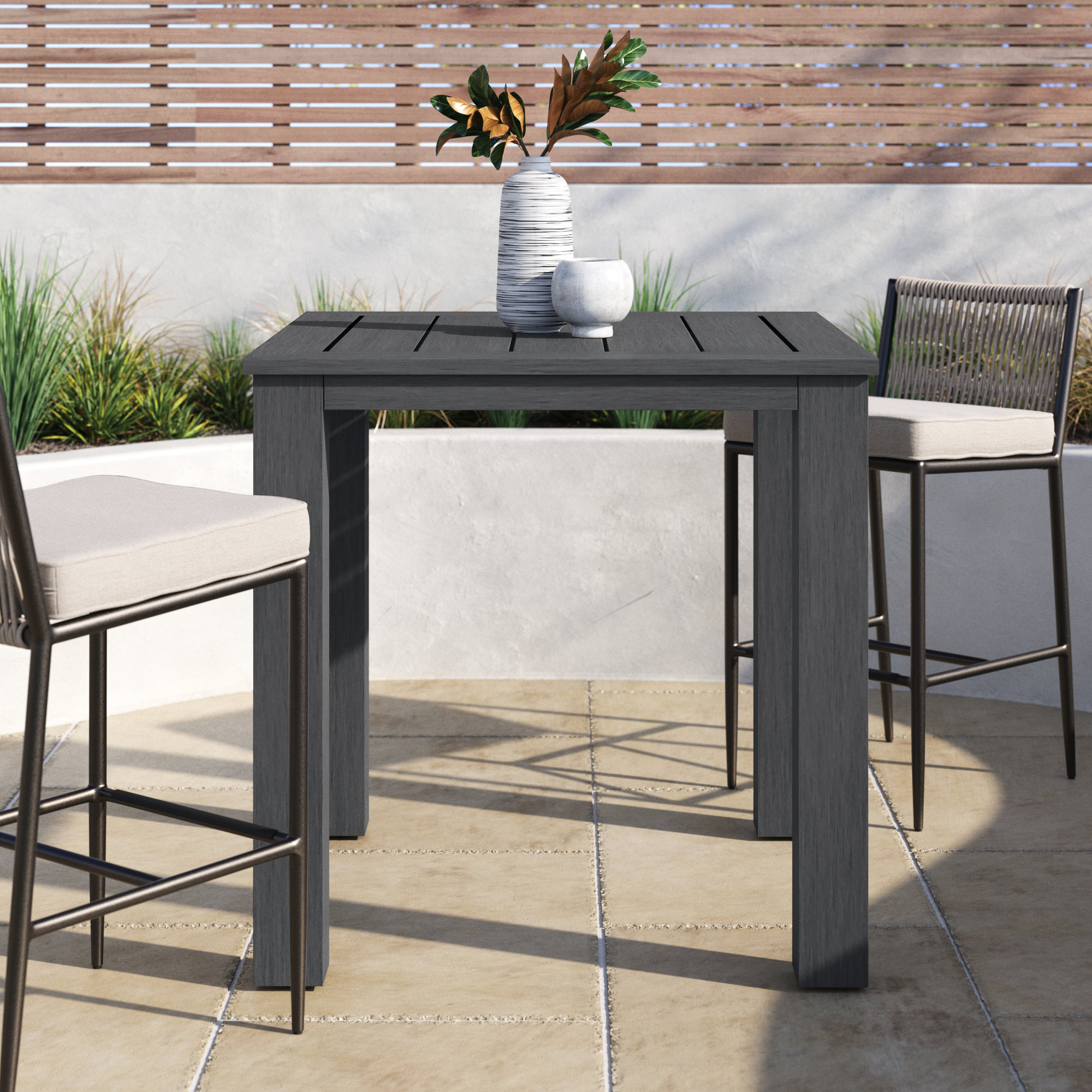 Joss & Main Georgie Metal Outdoor Bar Table | Wayfair