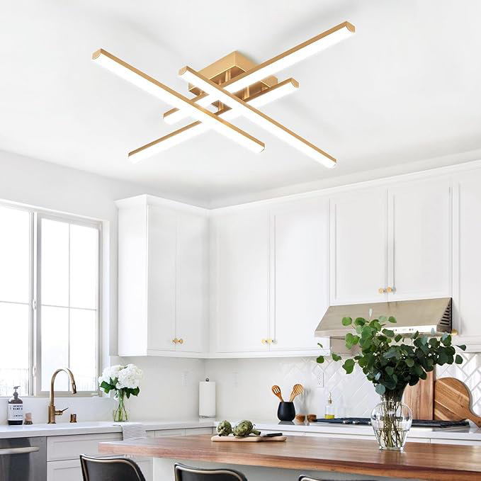 Mercer41 Modern LED Ceiling Light Fixture, Gold Dimmable Close To ...