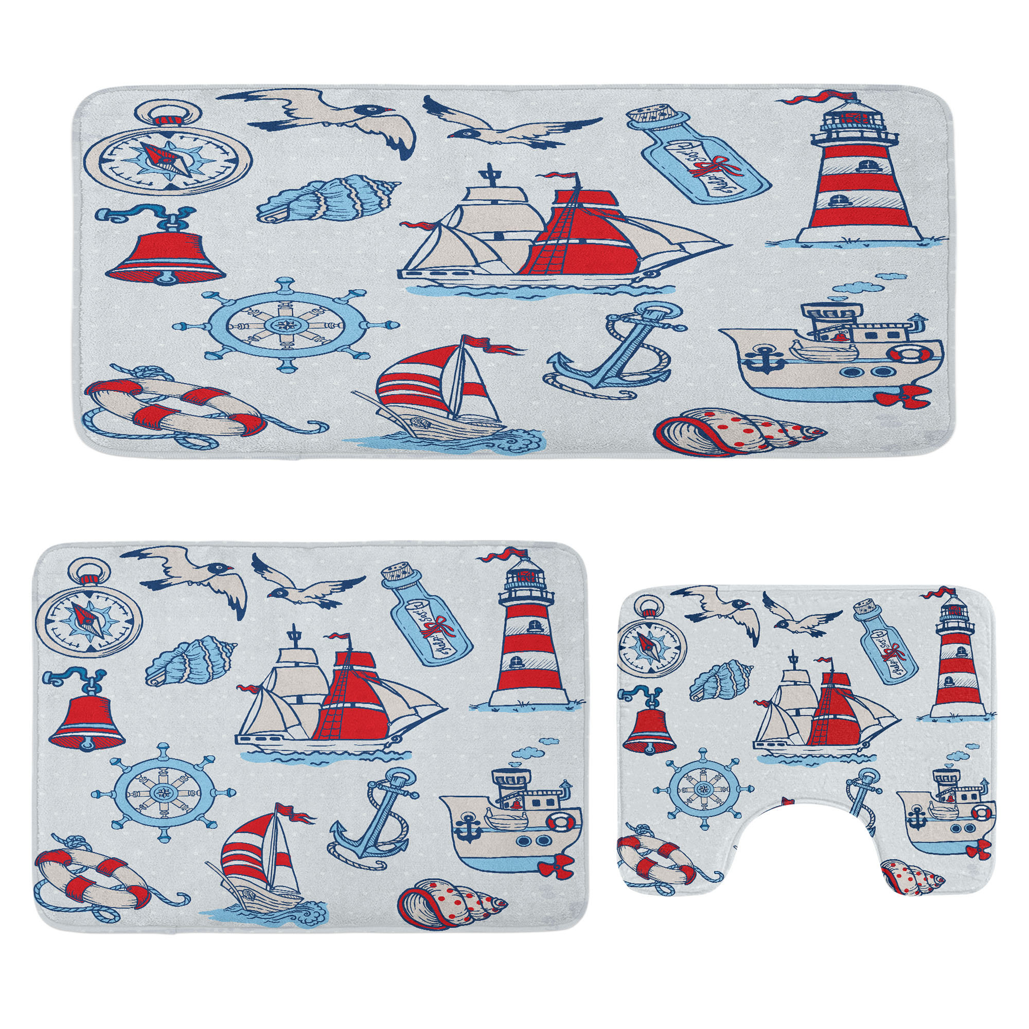 East Urban Home Cartoon Bathroom Rug Set 3 Pieces U-Shape & Rectangle ...