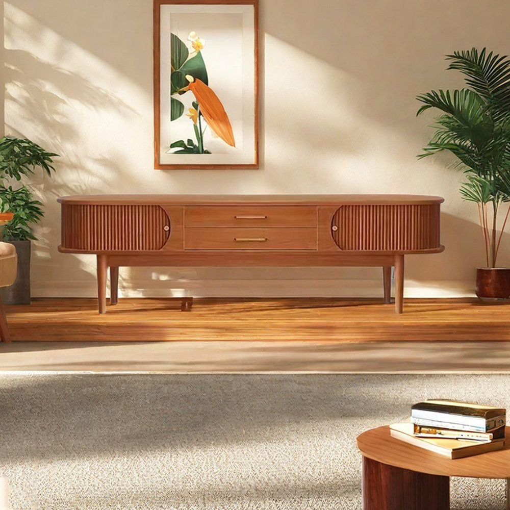 LIZIYE Solid Wood TV Stand with Unique Arc Design - Wayfair Canada