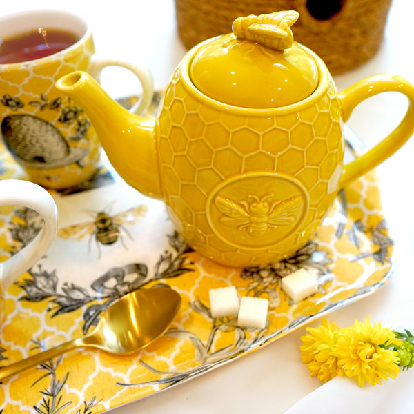 Certified International French Bees Embossed Honeycomb Teapot 9.25in x ...