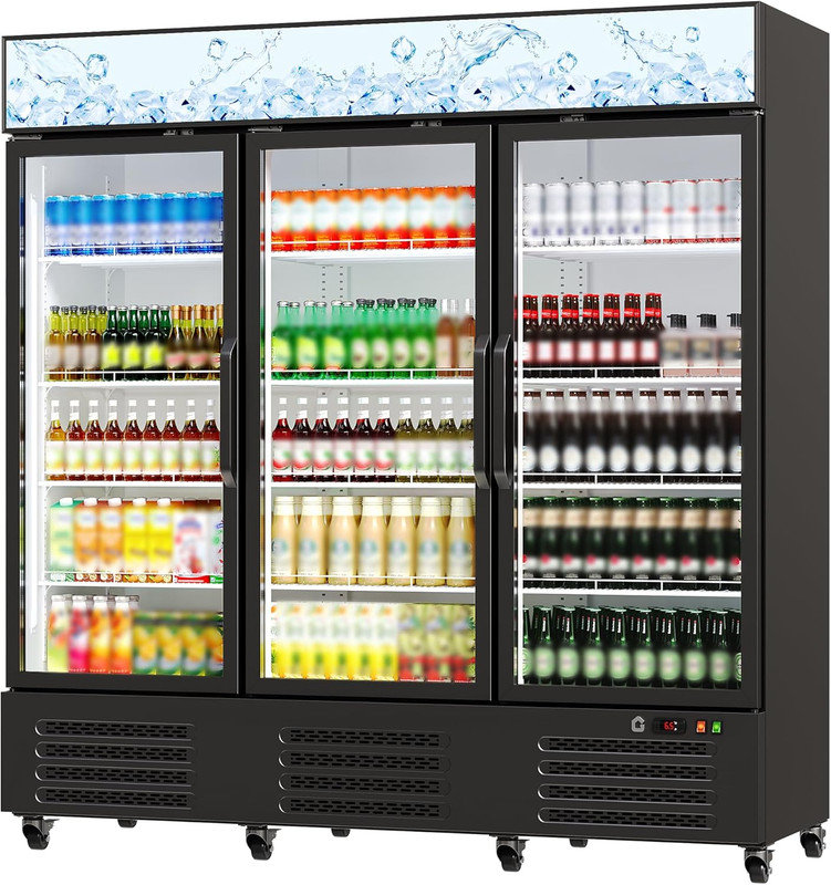 LumiParty 54.3 Cu.Ft. 3 Door Commercial Beverage Cooler, Frost-Free ...