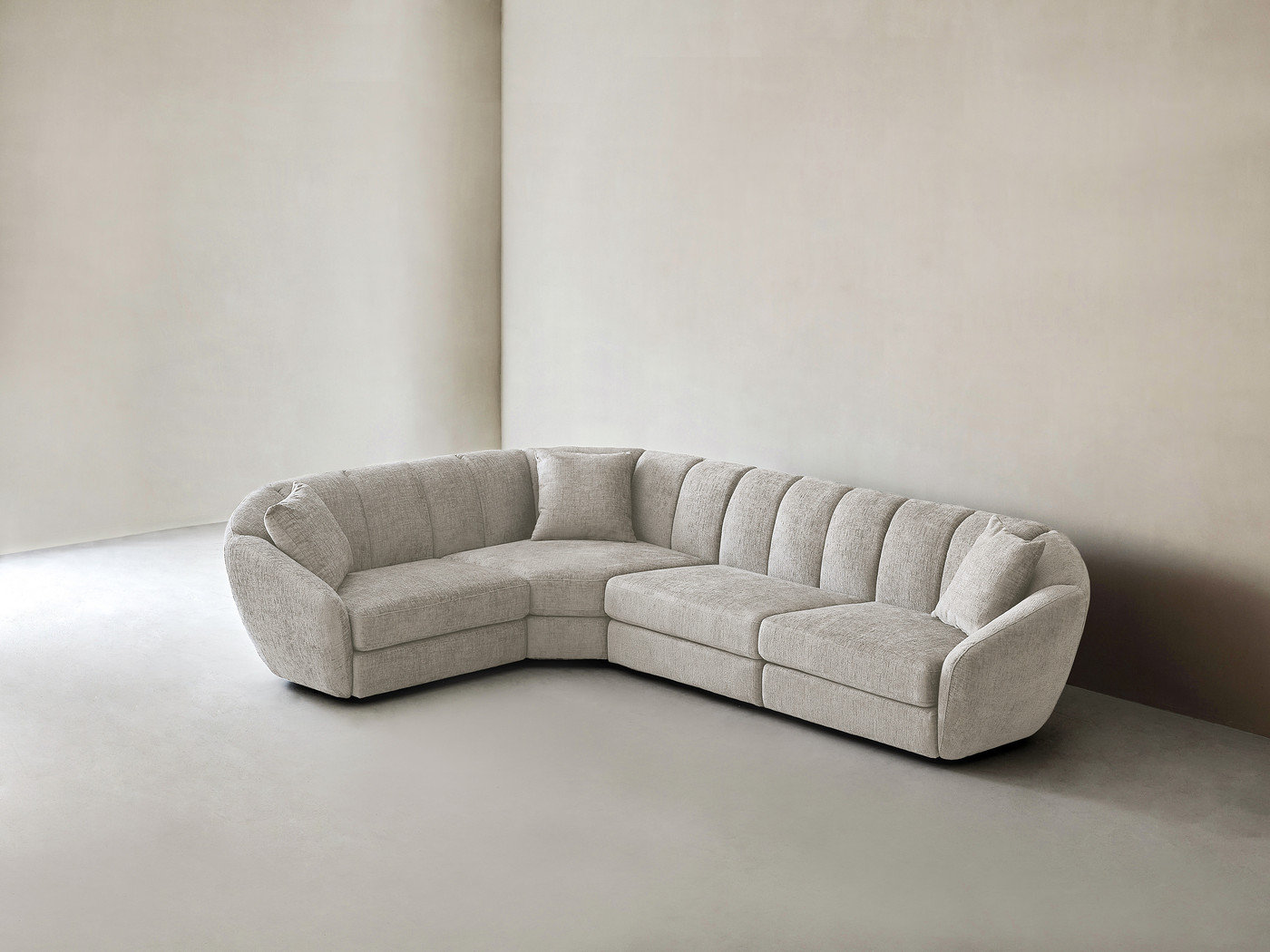 Lesly Modern Light Brown Chenille L-Shaped 4 Seaters Sectional Sofa ...