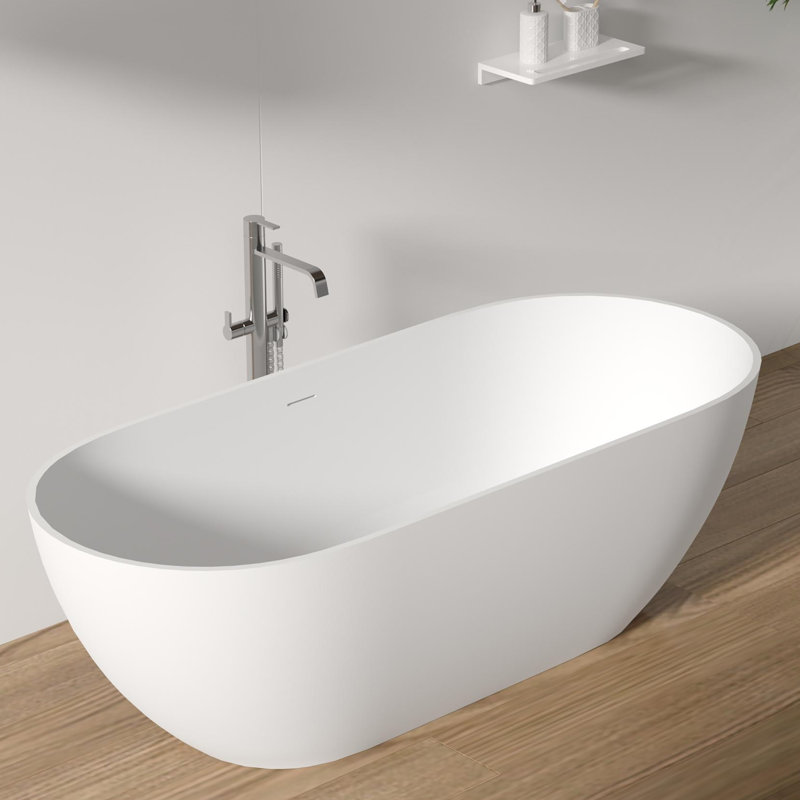 ABRUZZO 69'' x 29.5'' Freestanding Soaking Solid Surface Bathtub ...