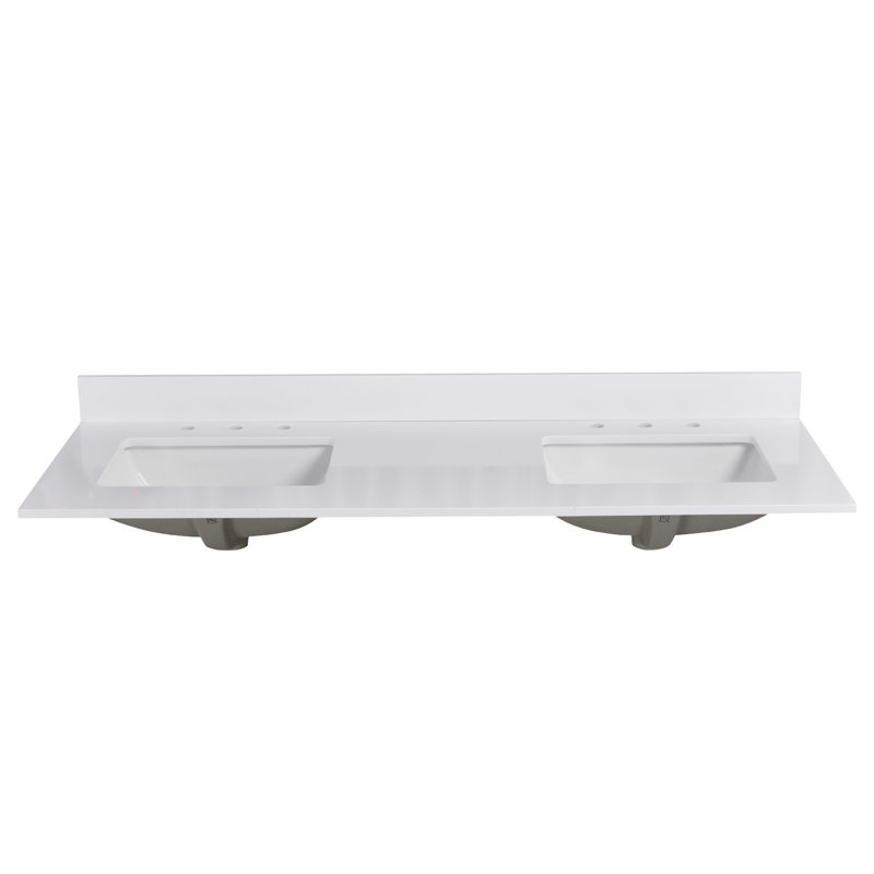Bohuang 60" Double Bathroom Vanity Top in Solid White with Sink | Wayfair
