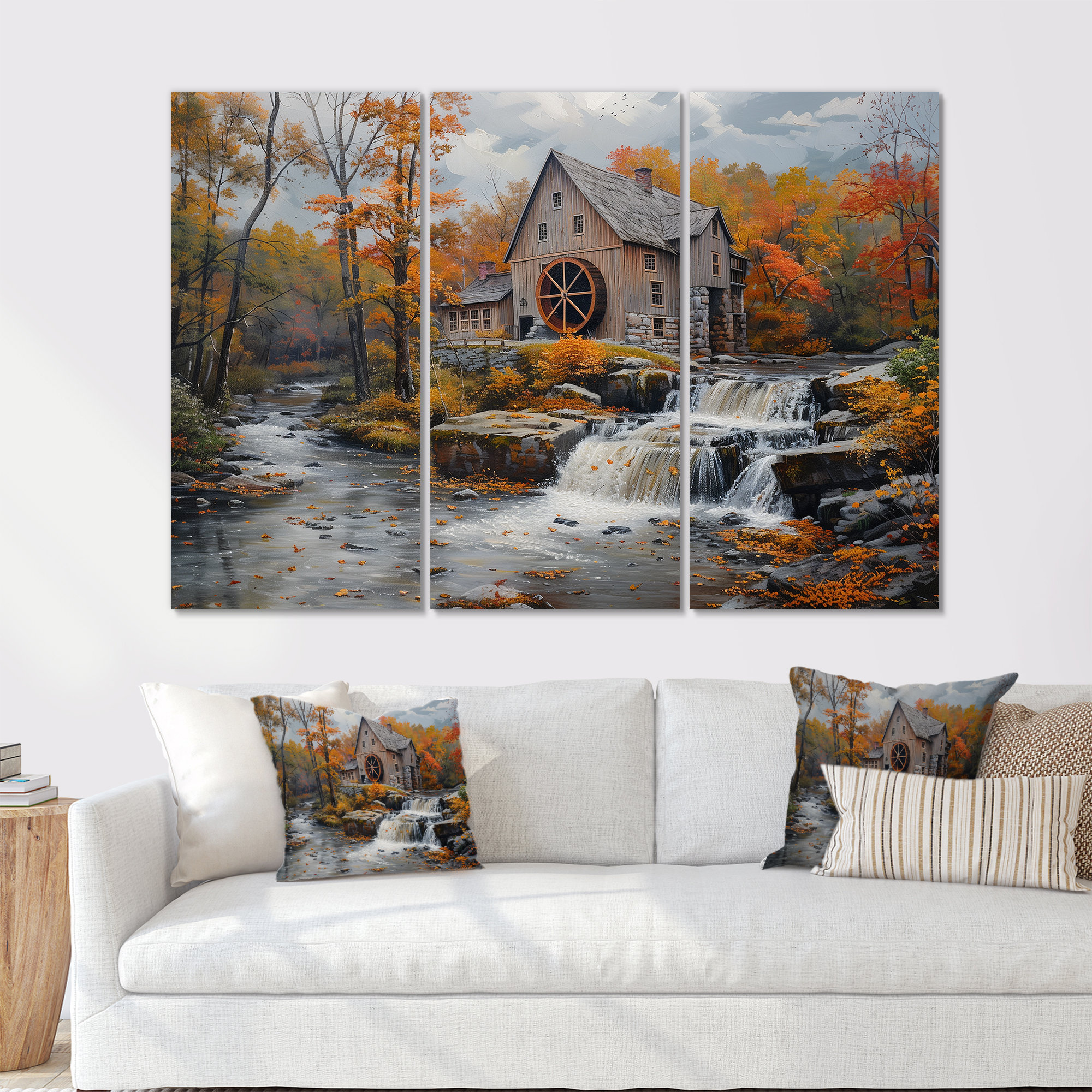 Gracie Oaks Brown White Autumn Architectural Mills Photo - Mills Wall ...