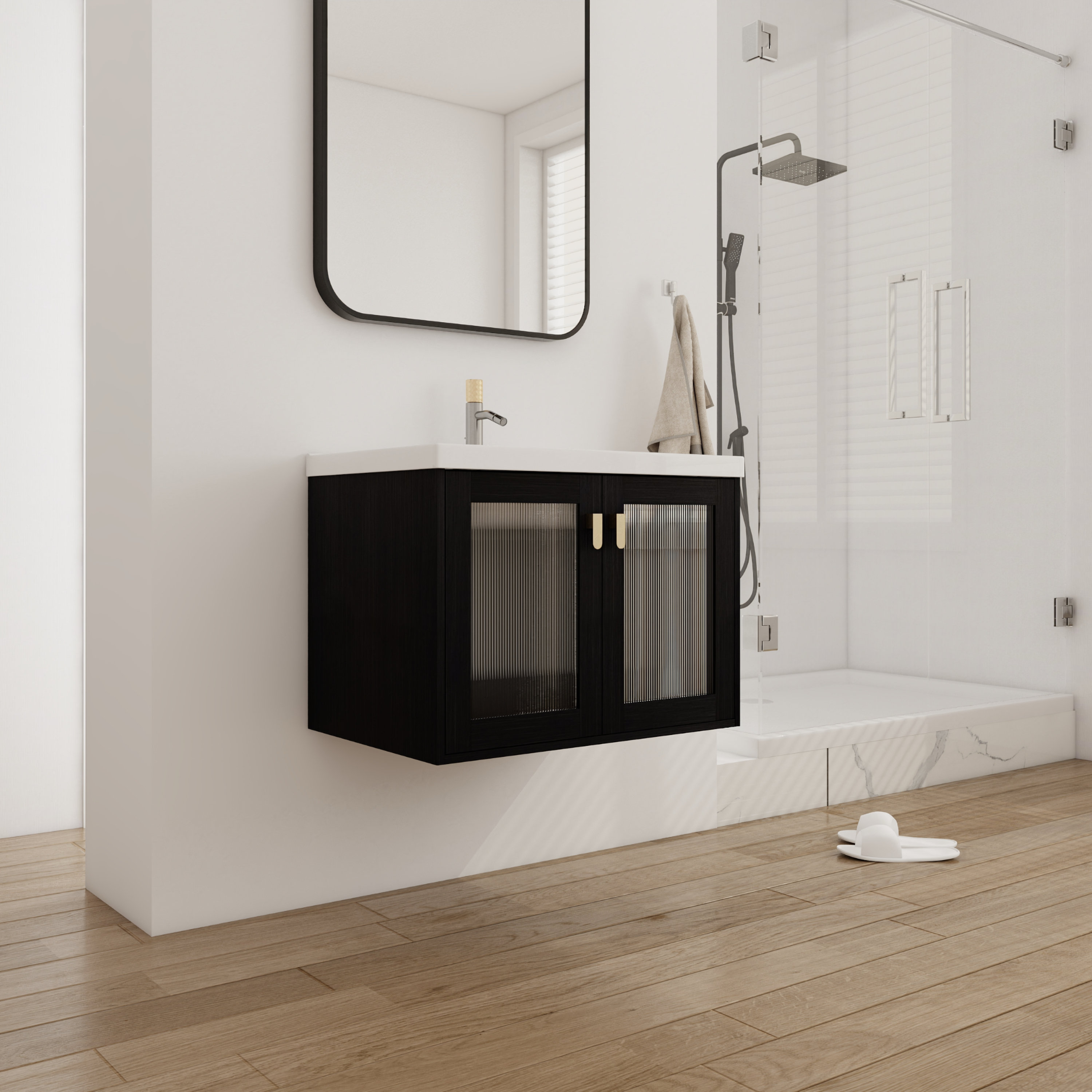 Ebern Designs Marcelius 28.14'' Single Bathroom Vanity with Ceramic Top ...