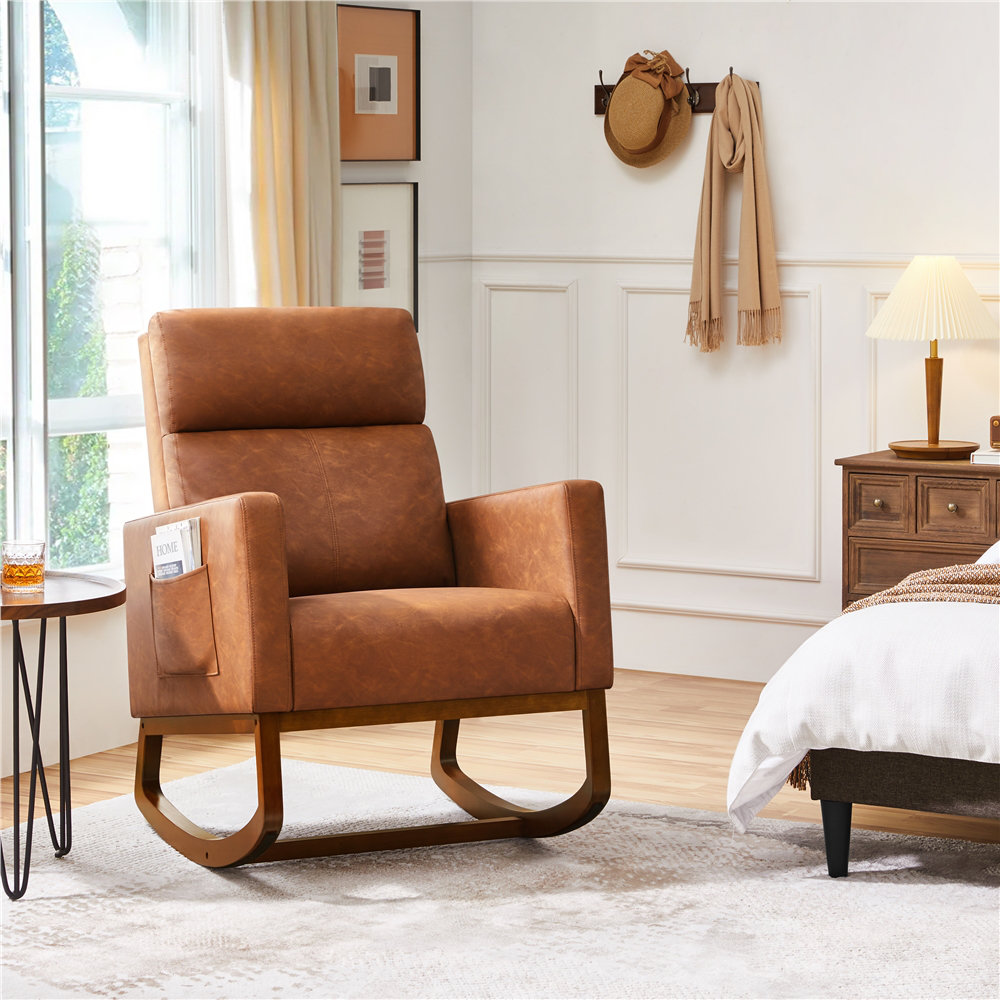 The Twillery Co.® Lydney Faux Leather Upholstered Rocking Chair With ...