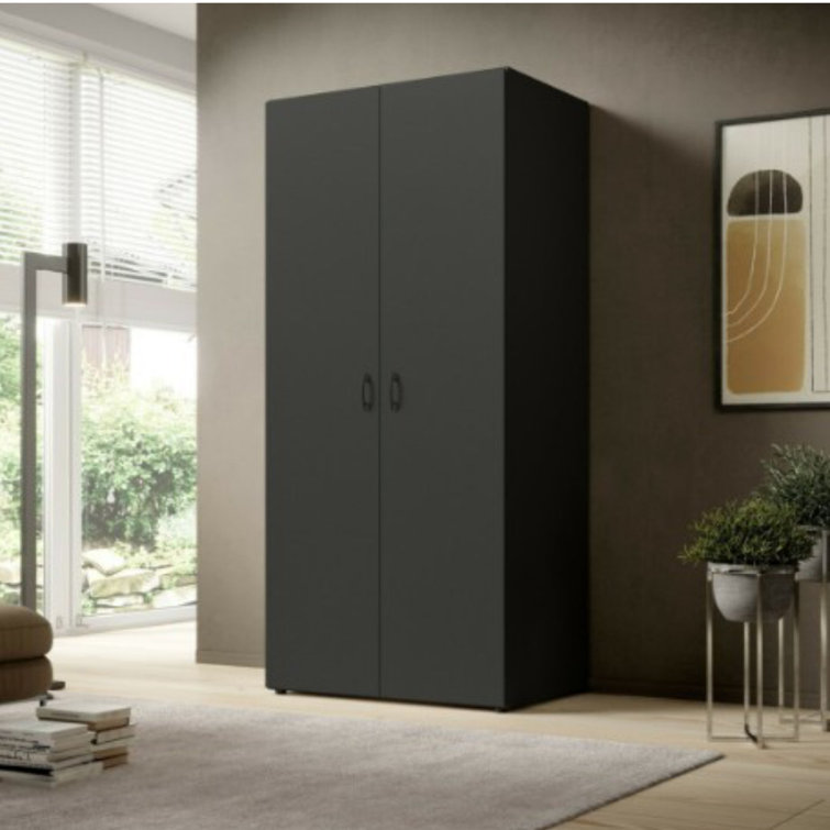 17 Stories Modern Graphite Base 2 Hinged Door Wardrobe – A Sleek ...