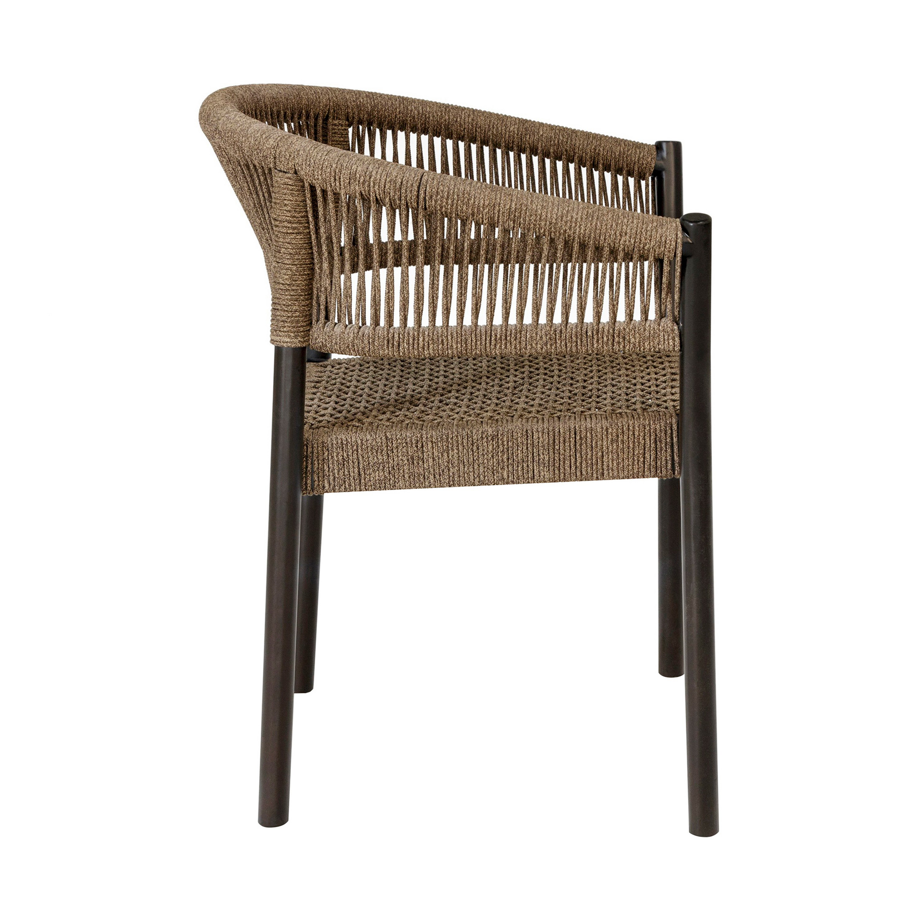 Benjara Roi Patio Dining Chair Set Of 2, Truffle Rope Woven, Dark ...