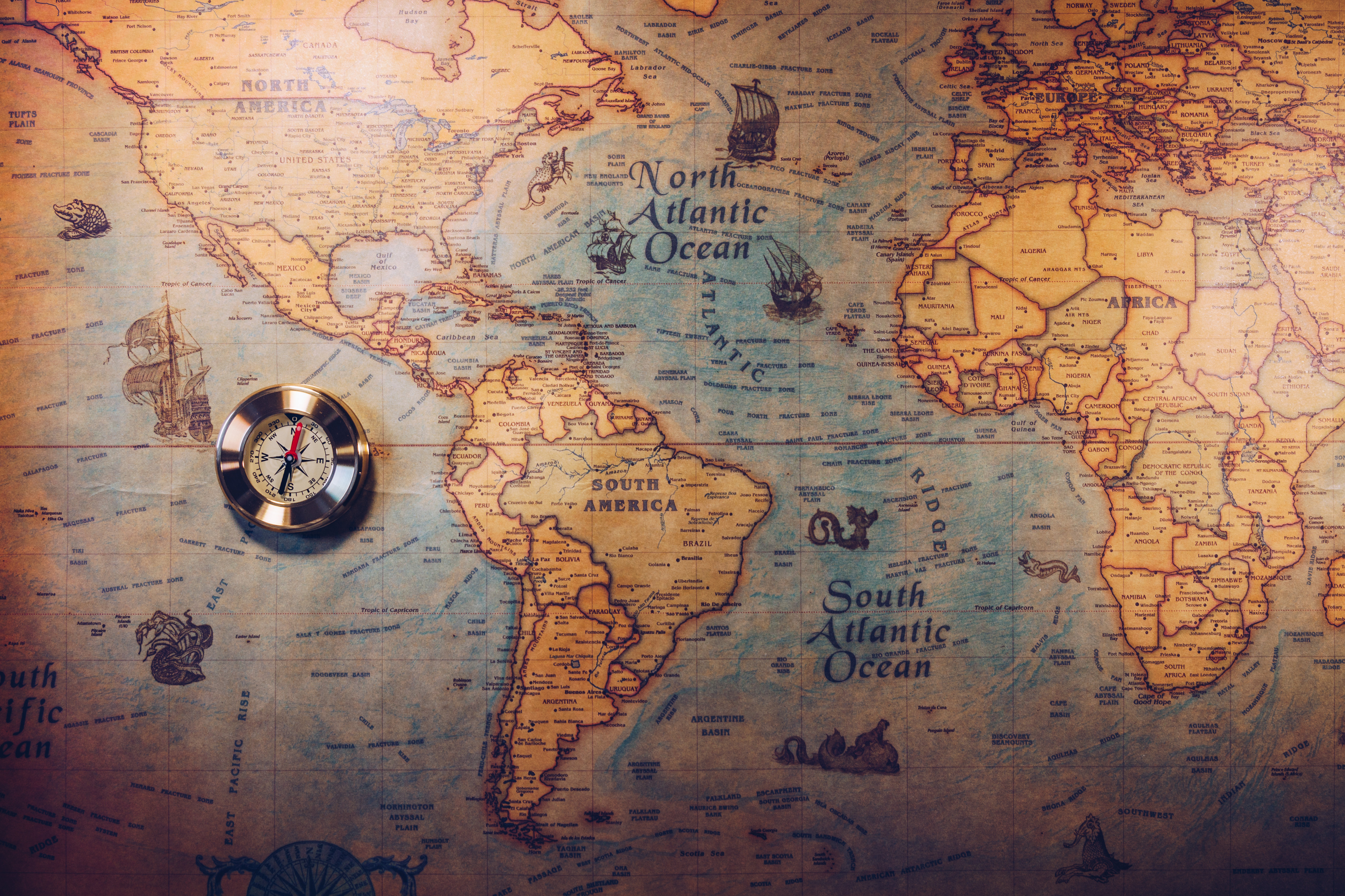 Happy Larry World Map With Compass | Wayfair.co.uk