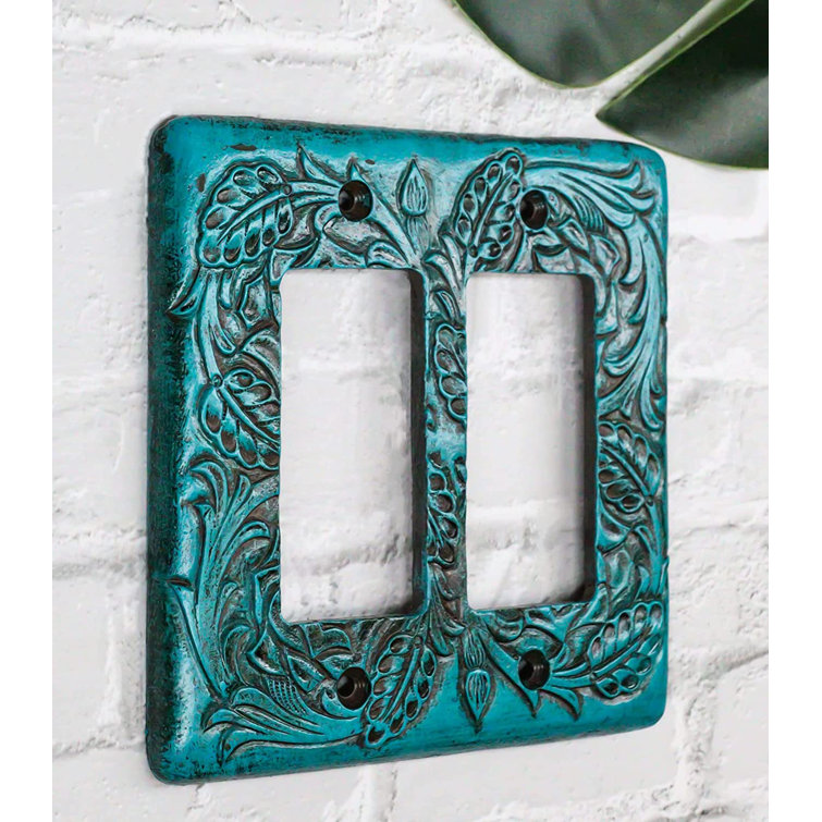 Charlton Home® Set Of 2 Western Tooled Floral Turquoise Wall Double ...
