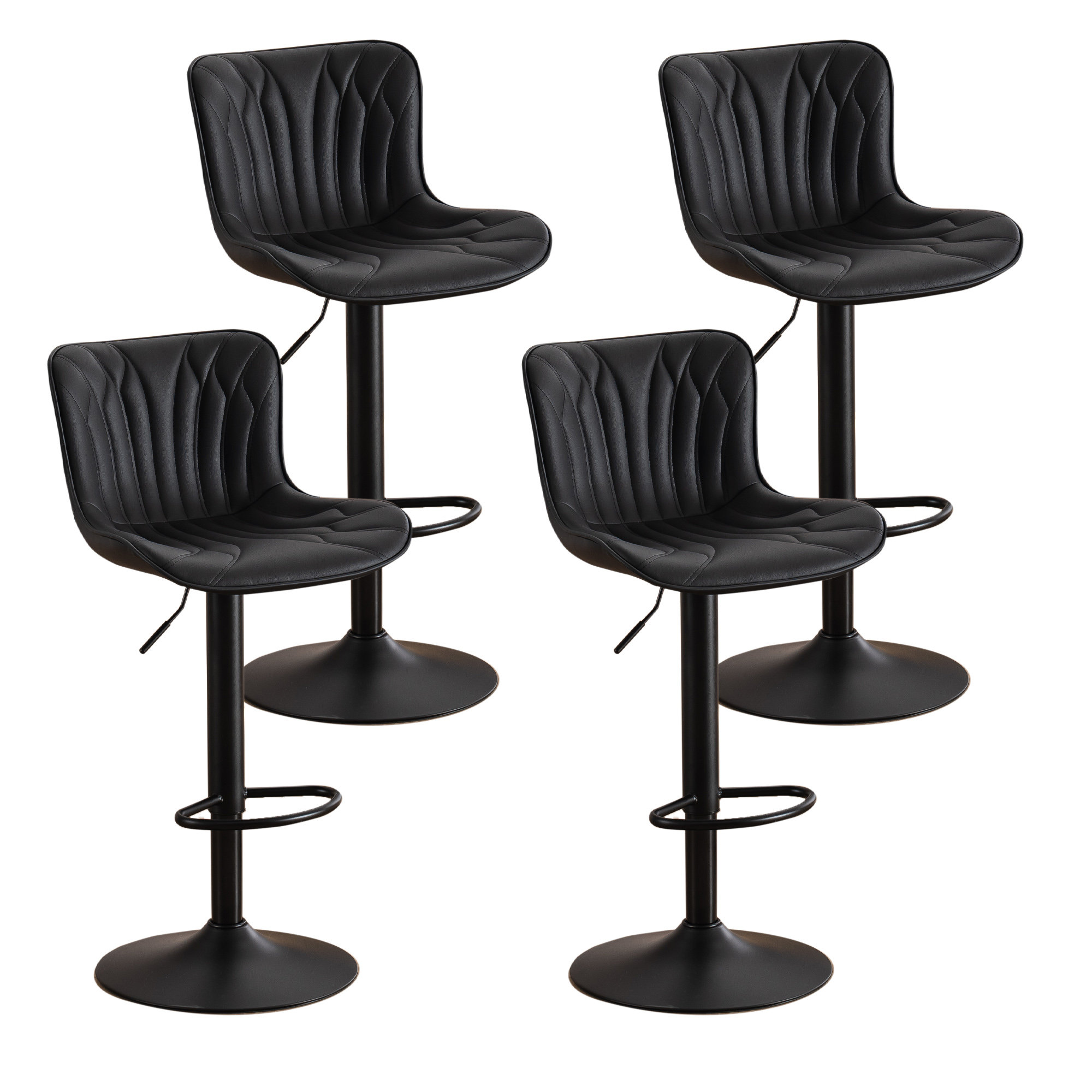 Ebern Designs Denan Swivel Adjustable Height Bar Stools, Faux Leather ...