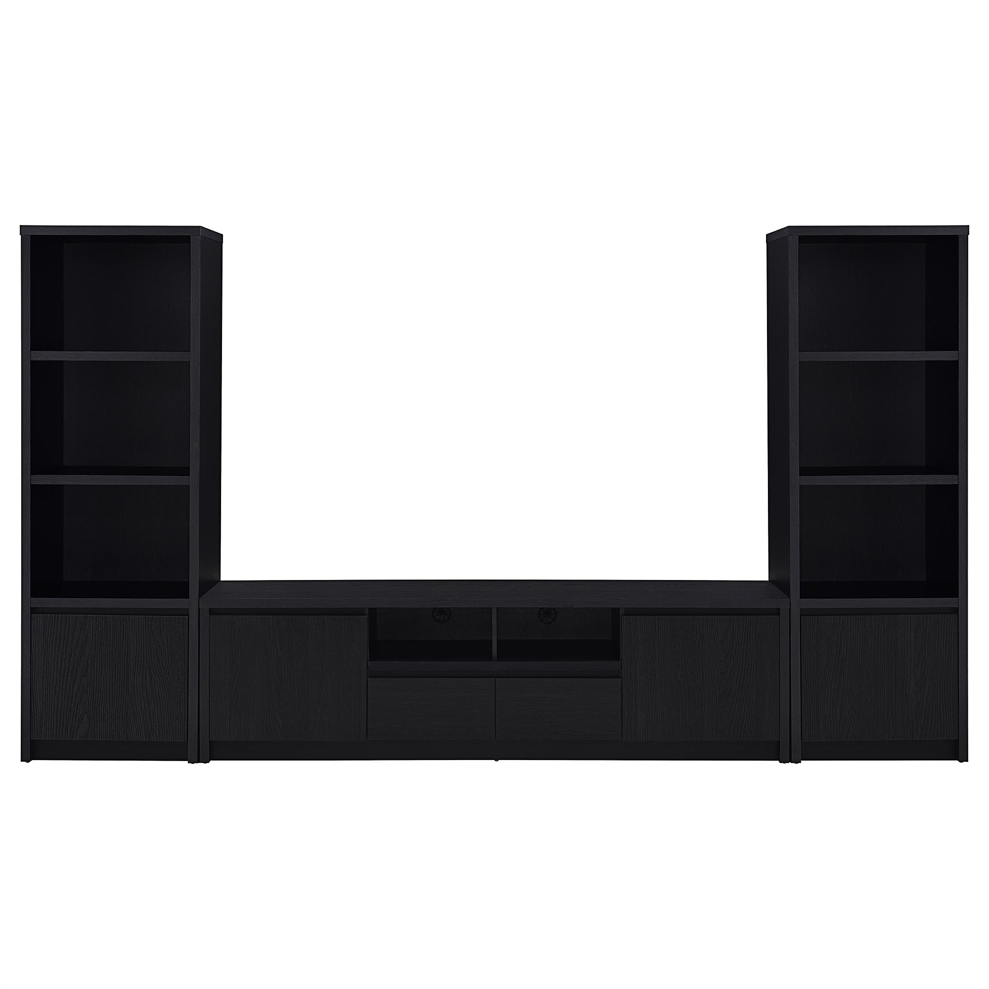 Latitude Run® Sloat Black 3-Shelf Media Tower Entertainment Pier | Wayfair