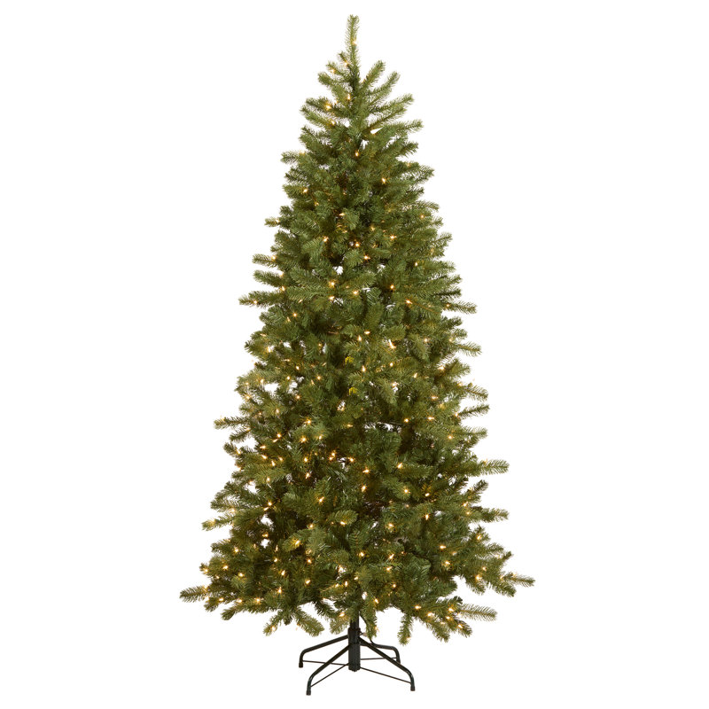 National Tree Company 7Ft. Lakewood Spruce Slim Hinged Tree With Clear ...