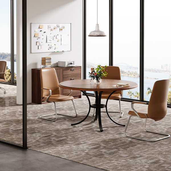 Winston Porter 47" Round Conference Table, Small Meeting Tables For ...