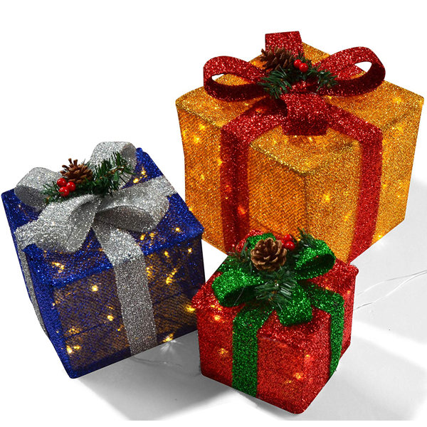 The Holiday Aisle® 3 Piece Lighted Gift Box Set & Reviews | Wayfair