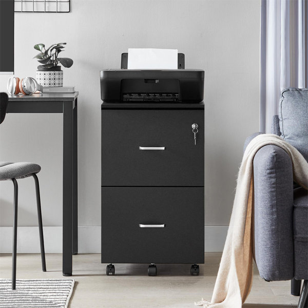 Inbox Zero 2-Drawer File Cabinet, 16.9'' Wide Locking Filing Cabinet ...