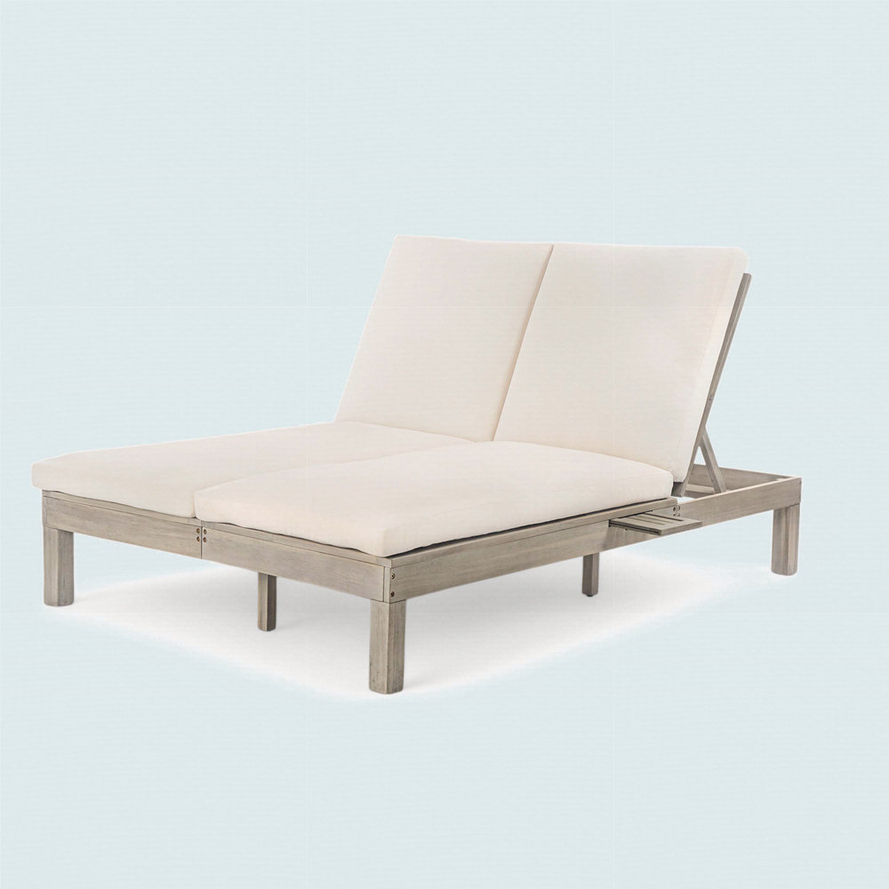 Hokku Designs 5-Position Adjustable Backrest Double Chaise Lounge ...