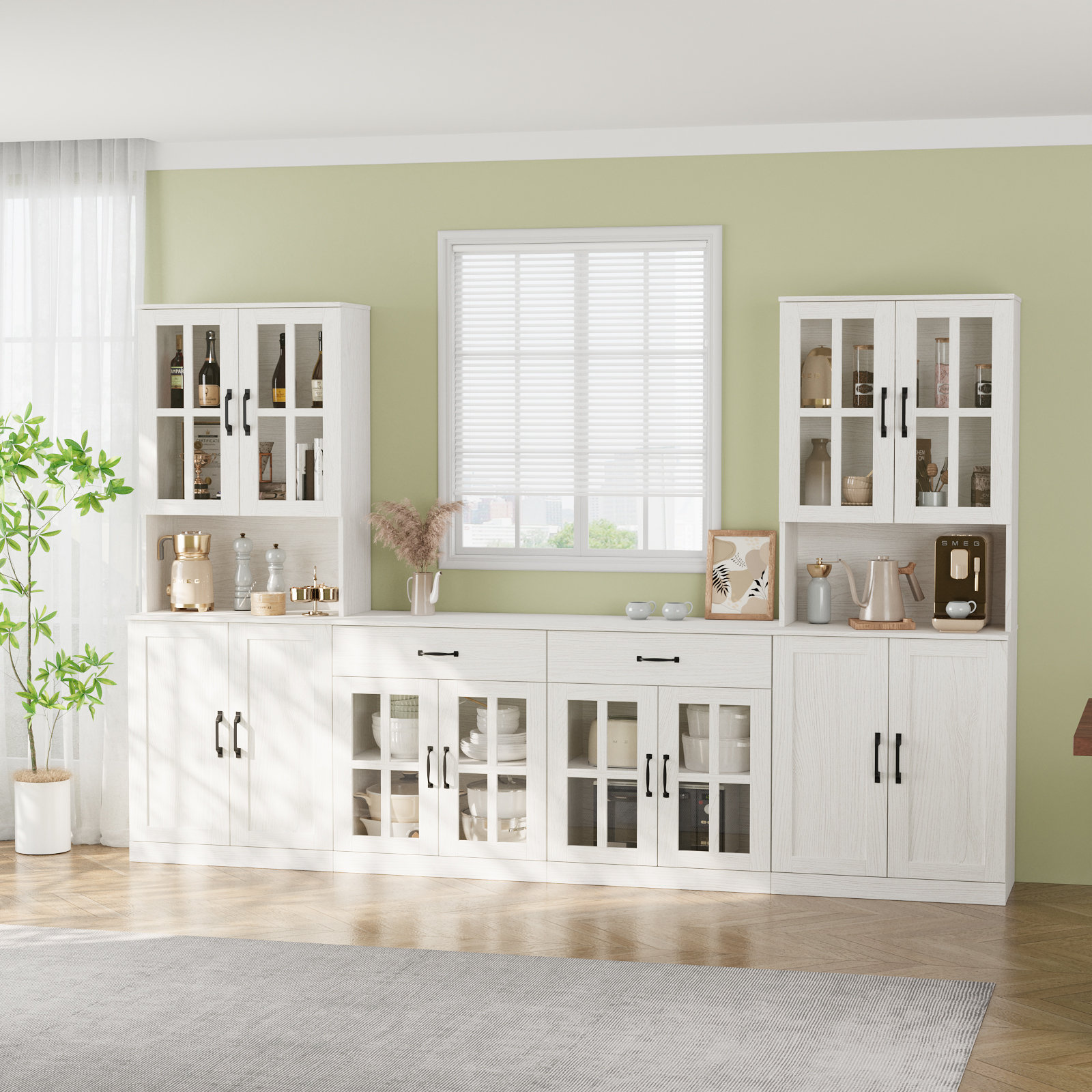 Lark Manor 71'' Kitchen Pantry With Bookcases, 94.5'' Wide Farmhouse ...