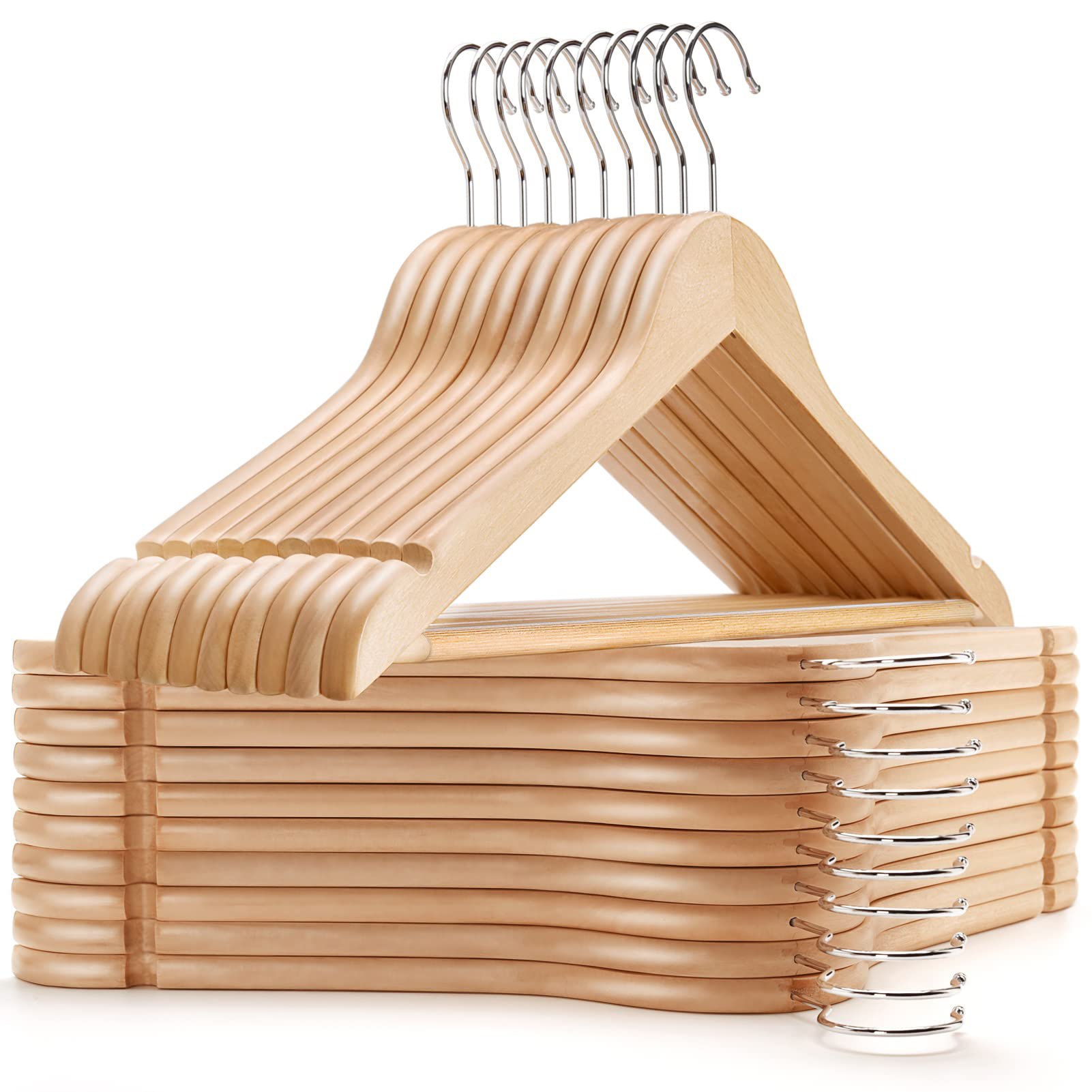 Hokku Designs Wooden Hangers 30 Pack, White Wood Coat Hanger With 360 ...
