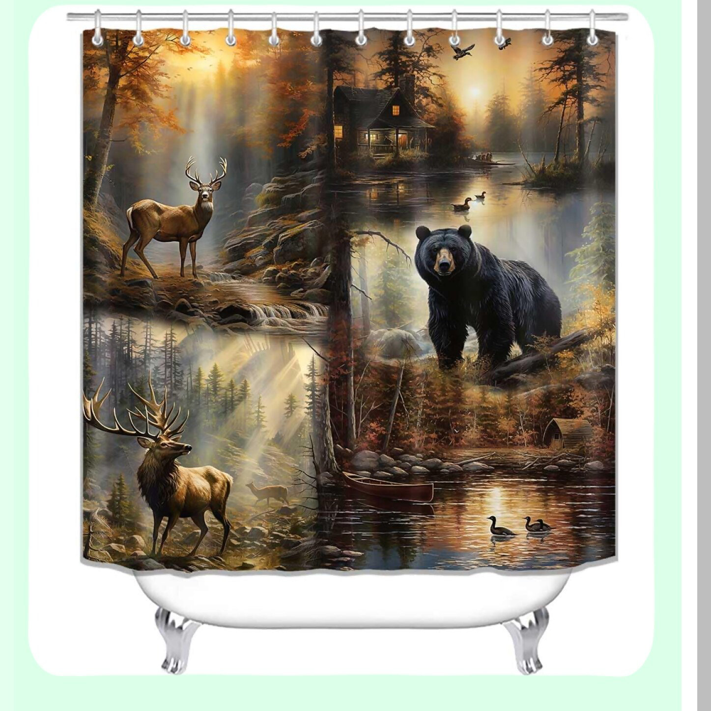 Foundry Select Rustic Wildlife Retreat Shower Curtain Set - Deer, Bear ...