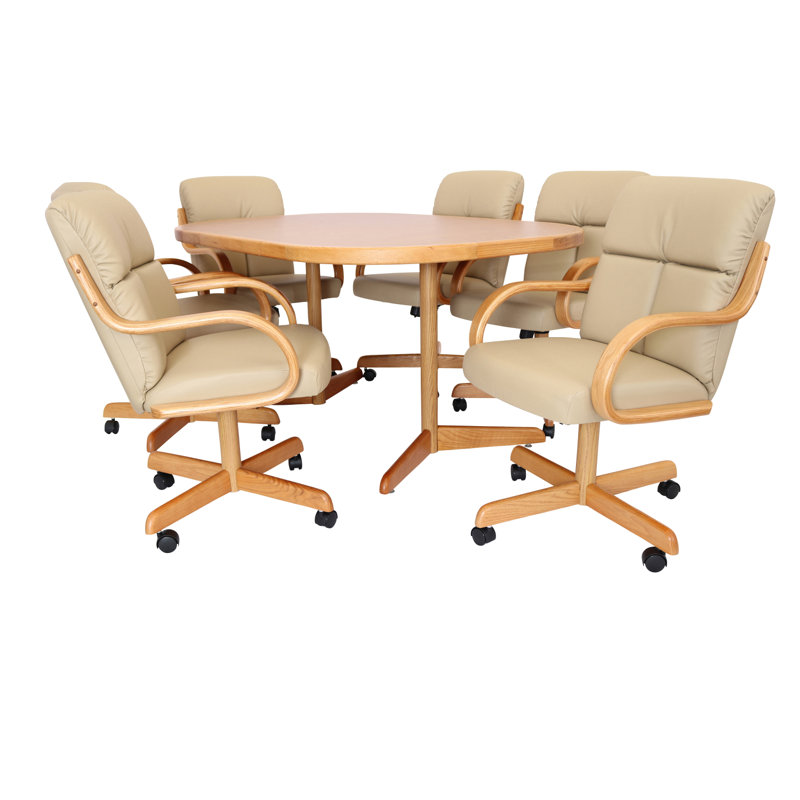 CasterChairCompany 7-Piece Extendable Double-Pedestal Caster Dining Set ...