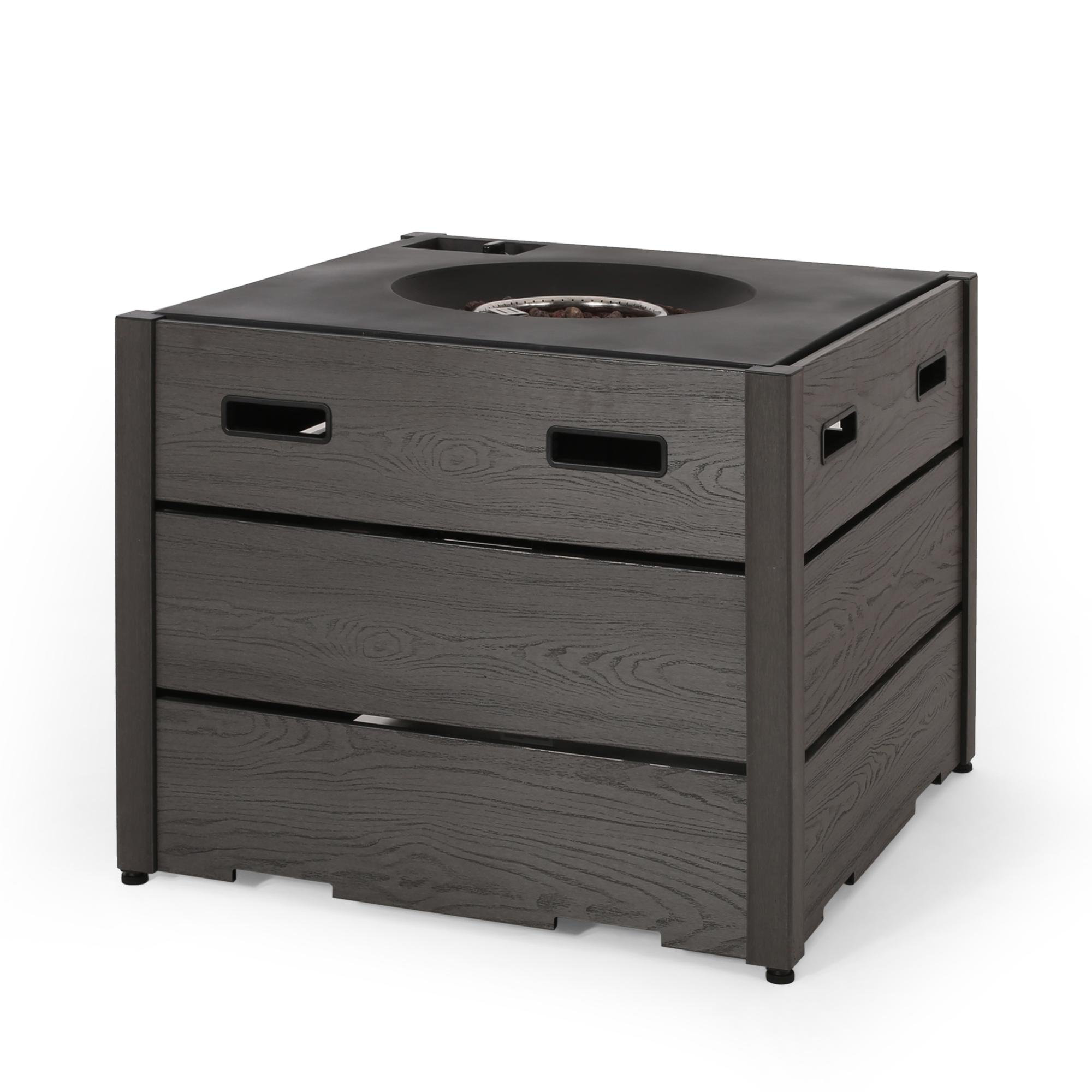 Latitude Run® Outdoor 31" WPC Base Square Propane Fire Pit - 40,000 BTU ...