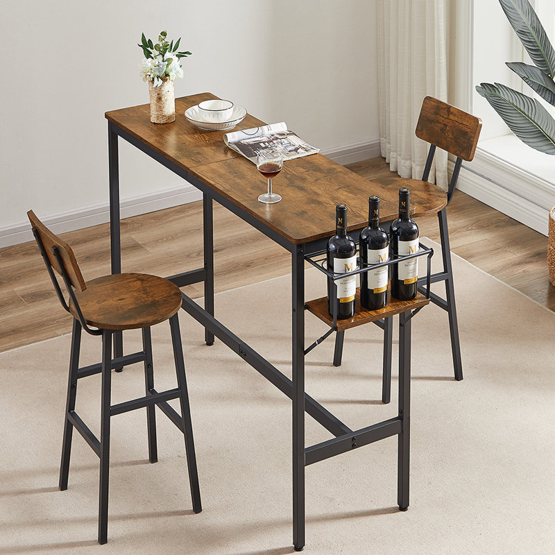 17 Stories 3 Pieces Dining Table with Rack, 2 Bar Tables, Kitchen ...