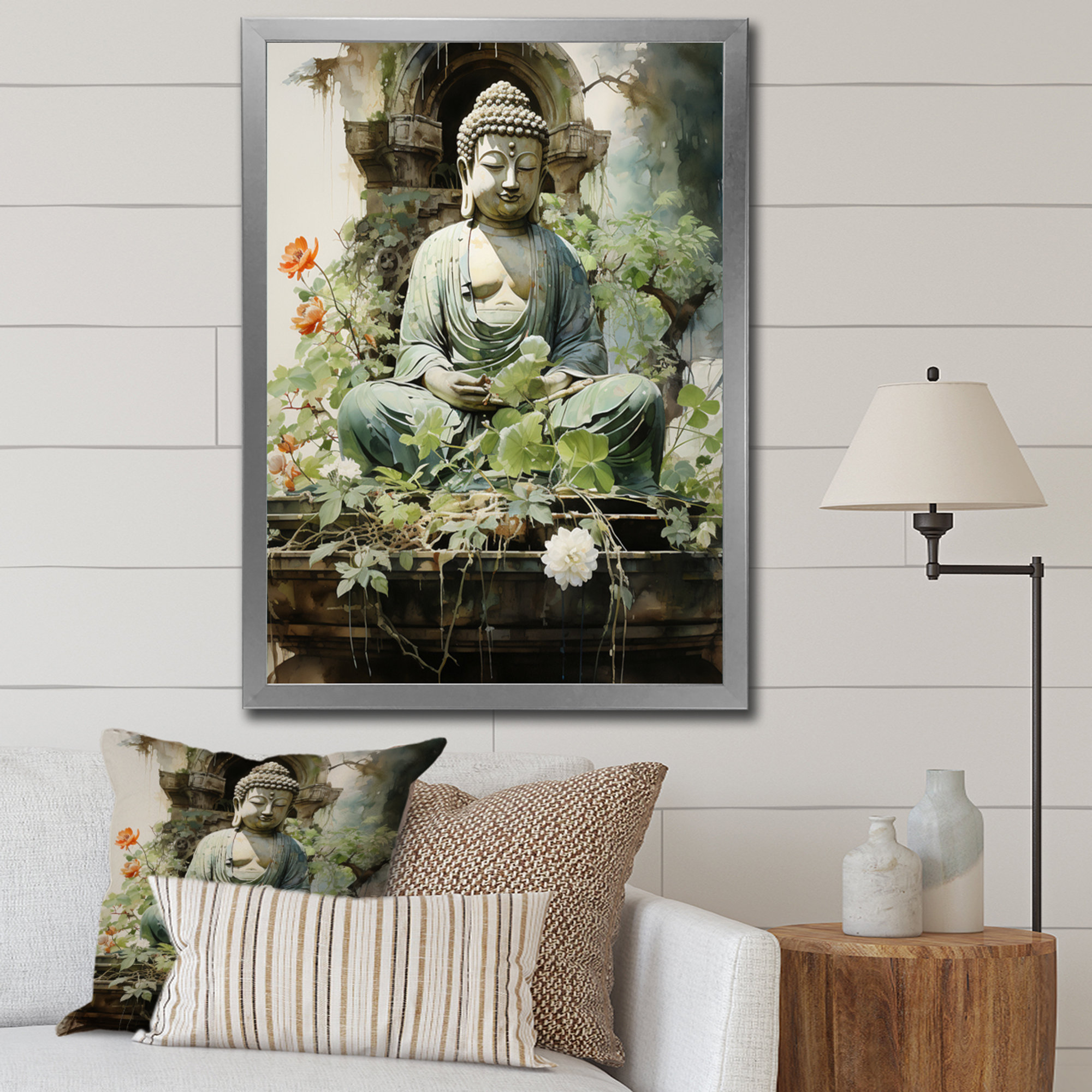 Dakota Fields Green Buddhist Art Buddhas Serene I - Buddhism Canvas ...